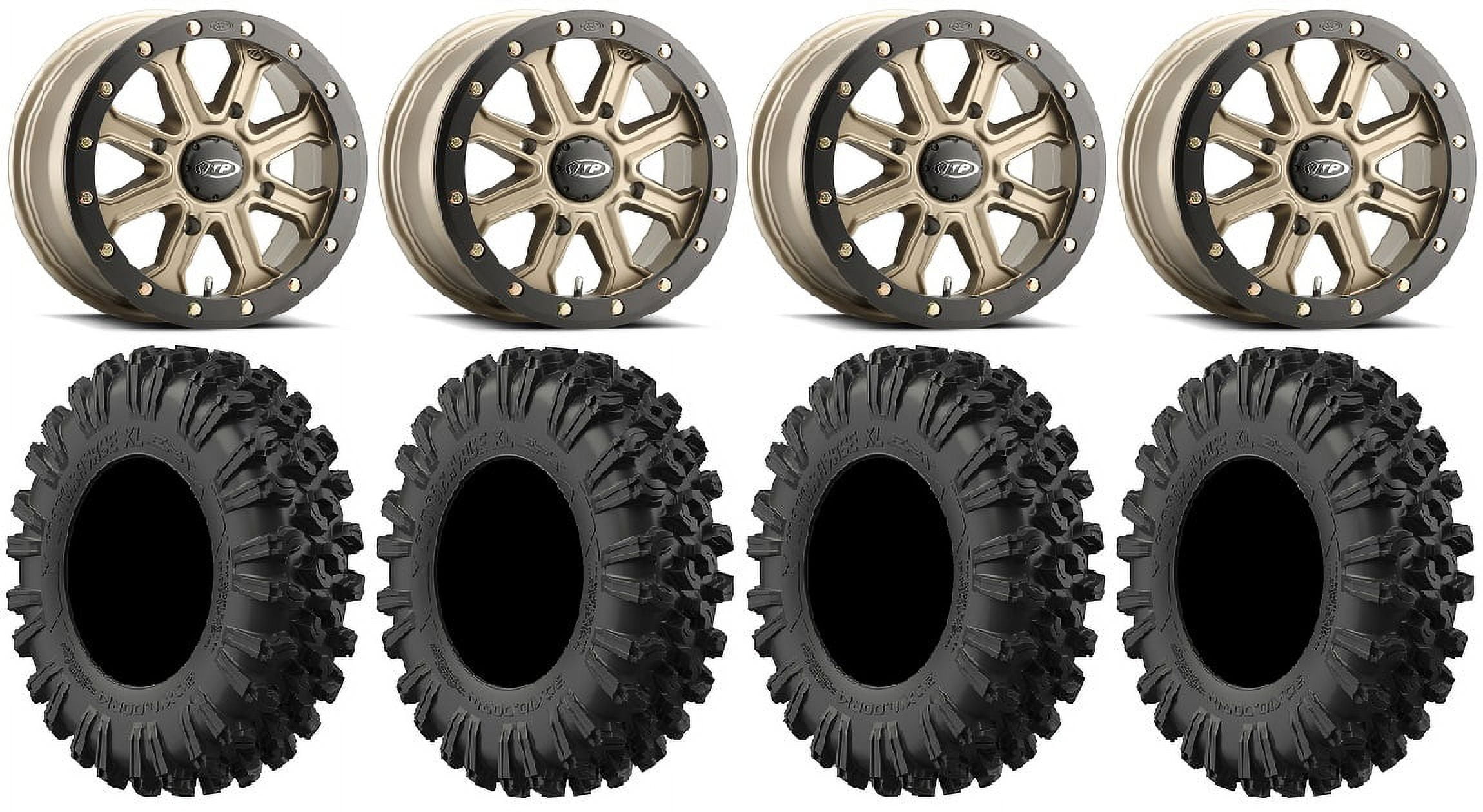 ITP Inertia Beadlock 14" Wheels Bronze +40mm 30" MotoRavage XL Tires ...