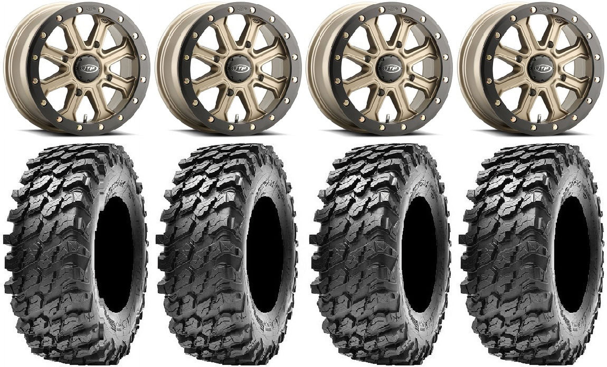 ITP Inertia Beadlock 14" Wheels Bronze +40mm 30" Rampage Tires Can-Am ...