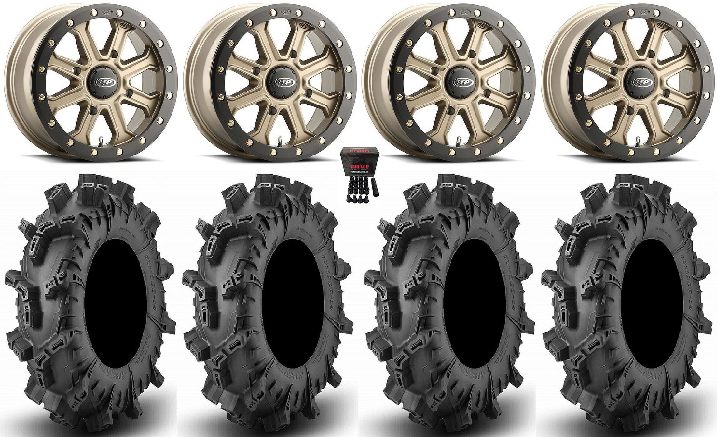 ITP Inertia Beadlock 14" Wheels Bronze +40mm 30" Terminator Max Tires ...