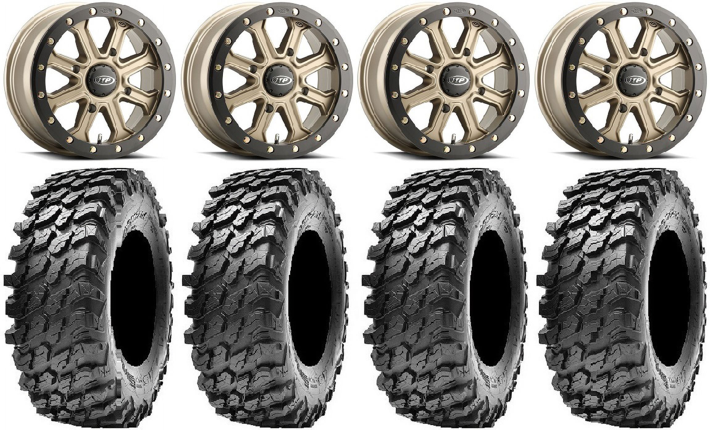 ITP Inertia Beadlock 14" Wheels Bronze +40mm 32" Rampage Tires Polaris ...