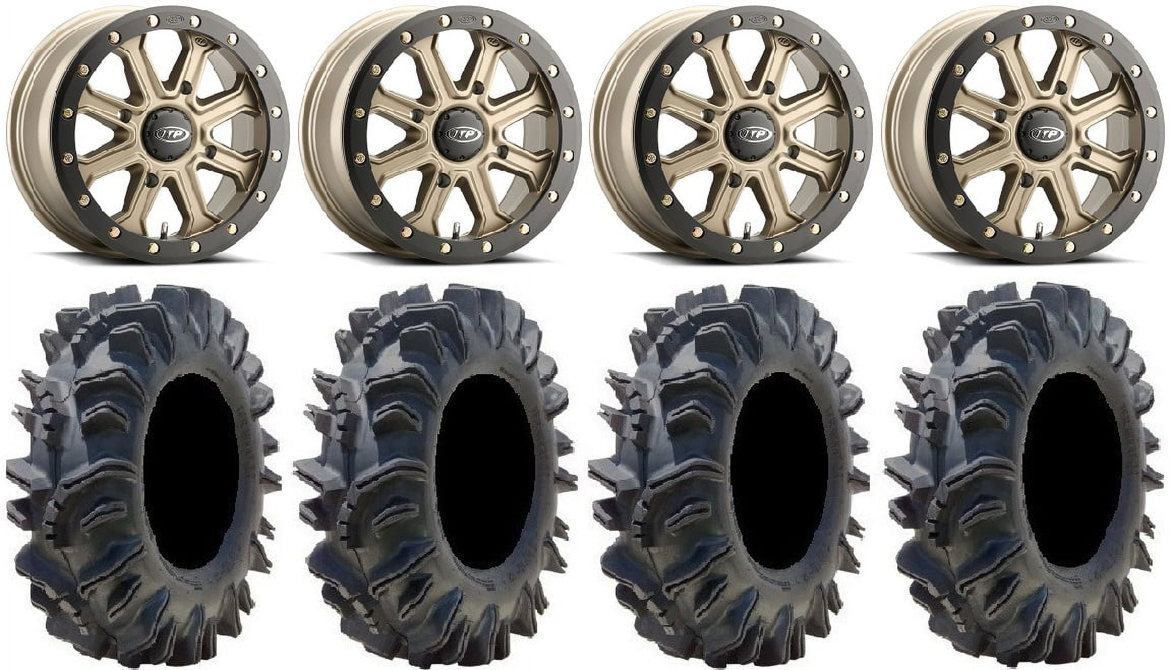 ITP Inertia Beadlock 14" Wheels Bronze +40mm 32" Terminator Tires Polaris RZR XP 1000 / PRO XP ...