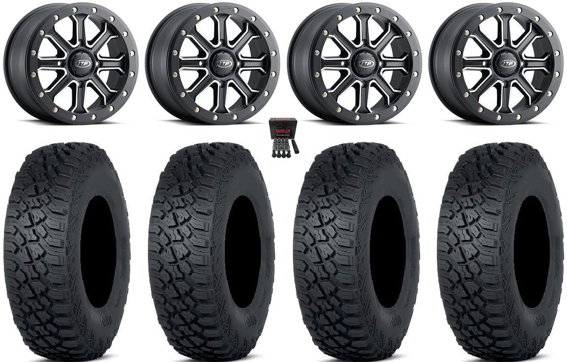 ITP Inertia Beadlock 15" Wheels Black +40mm 35" Tenacity XNR Tires Can ...