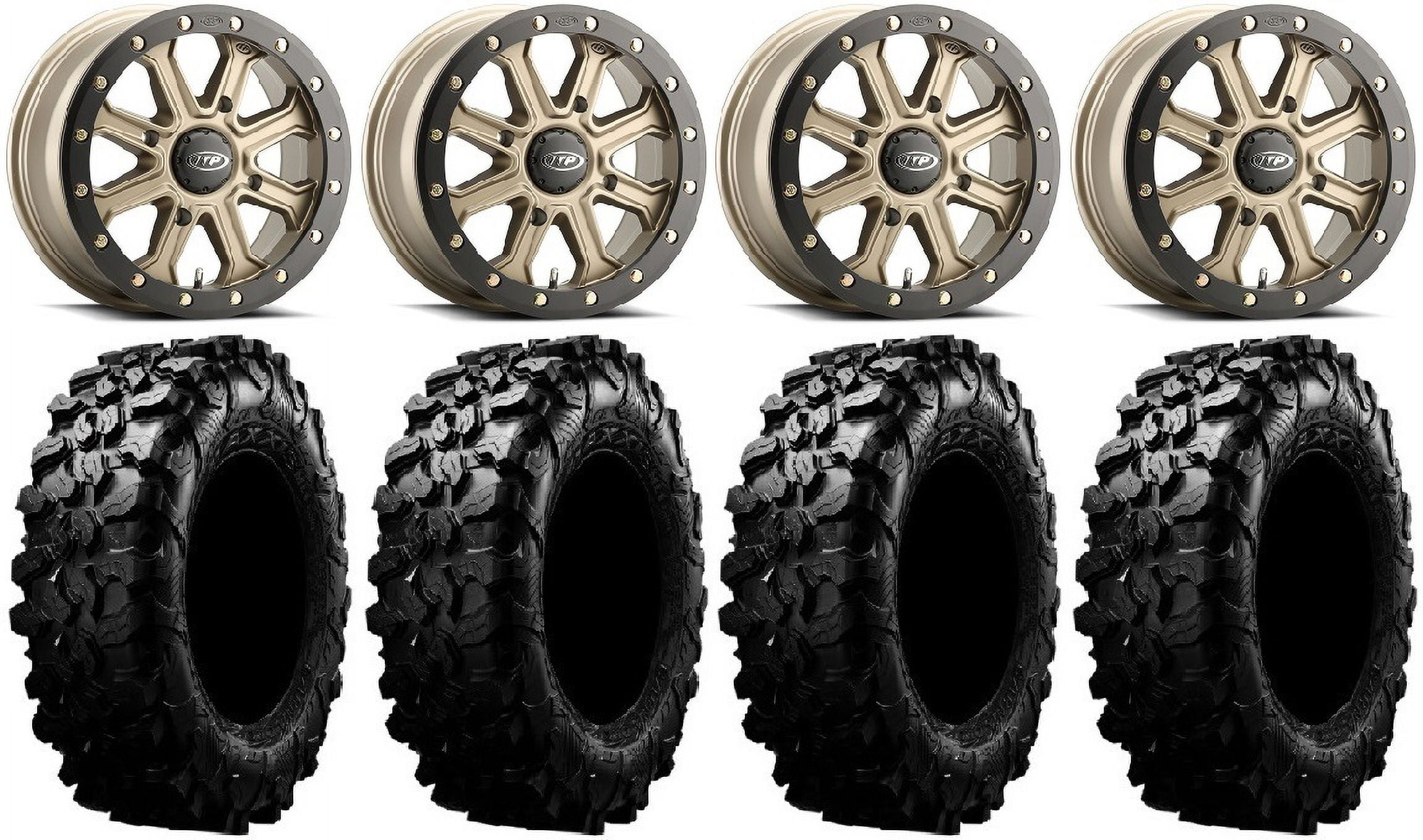 ITP Inertia Beadlock 15" Wheels Bronze +40mm 32" Carnivore Tires Can-Am ...