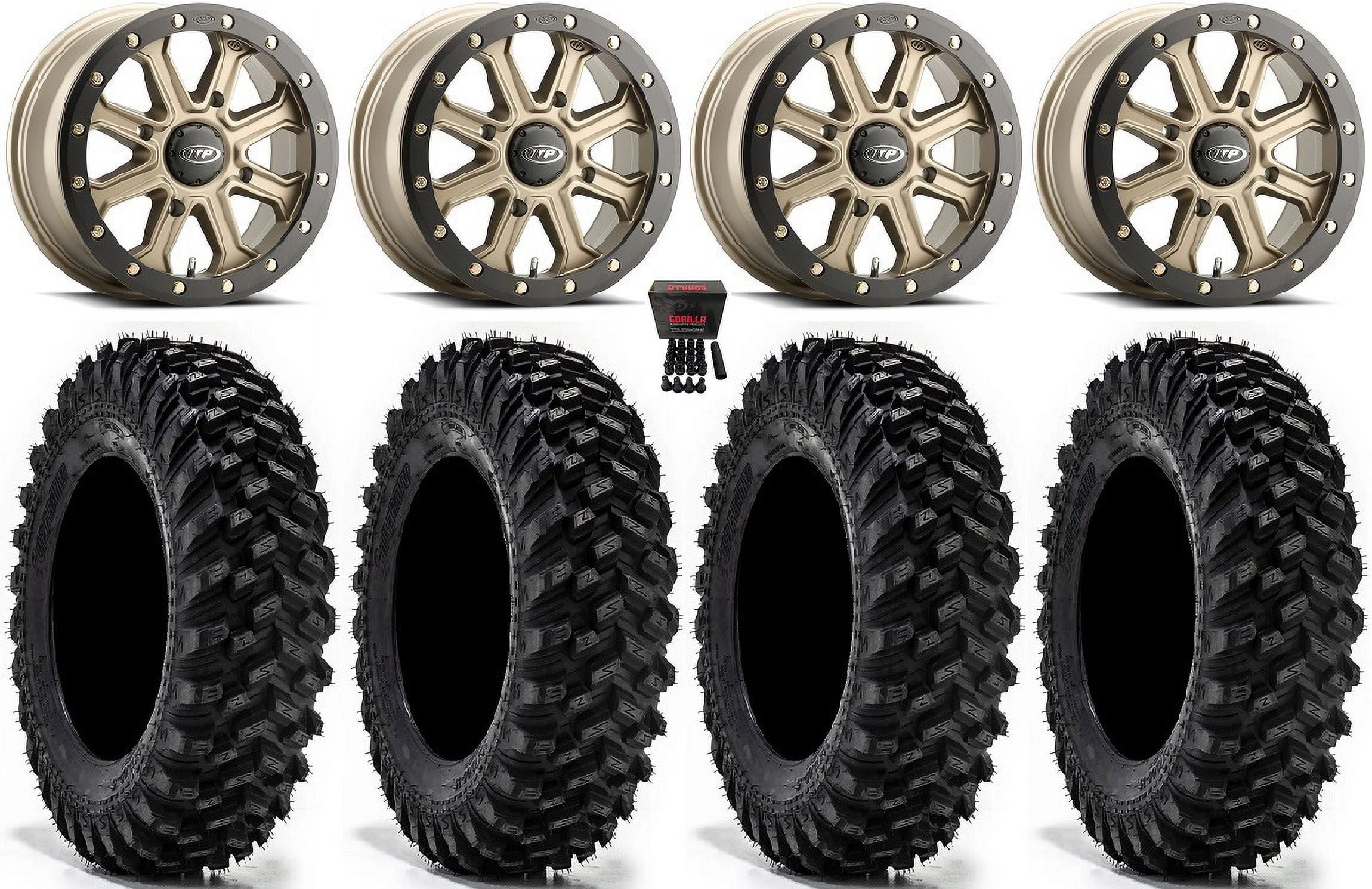 ITP Inertia Beadlock 15" Wheels Bronze +40mm 32" Warrior XT Tires ...