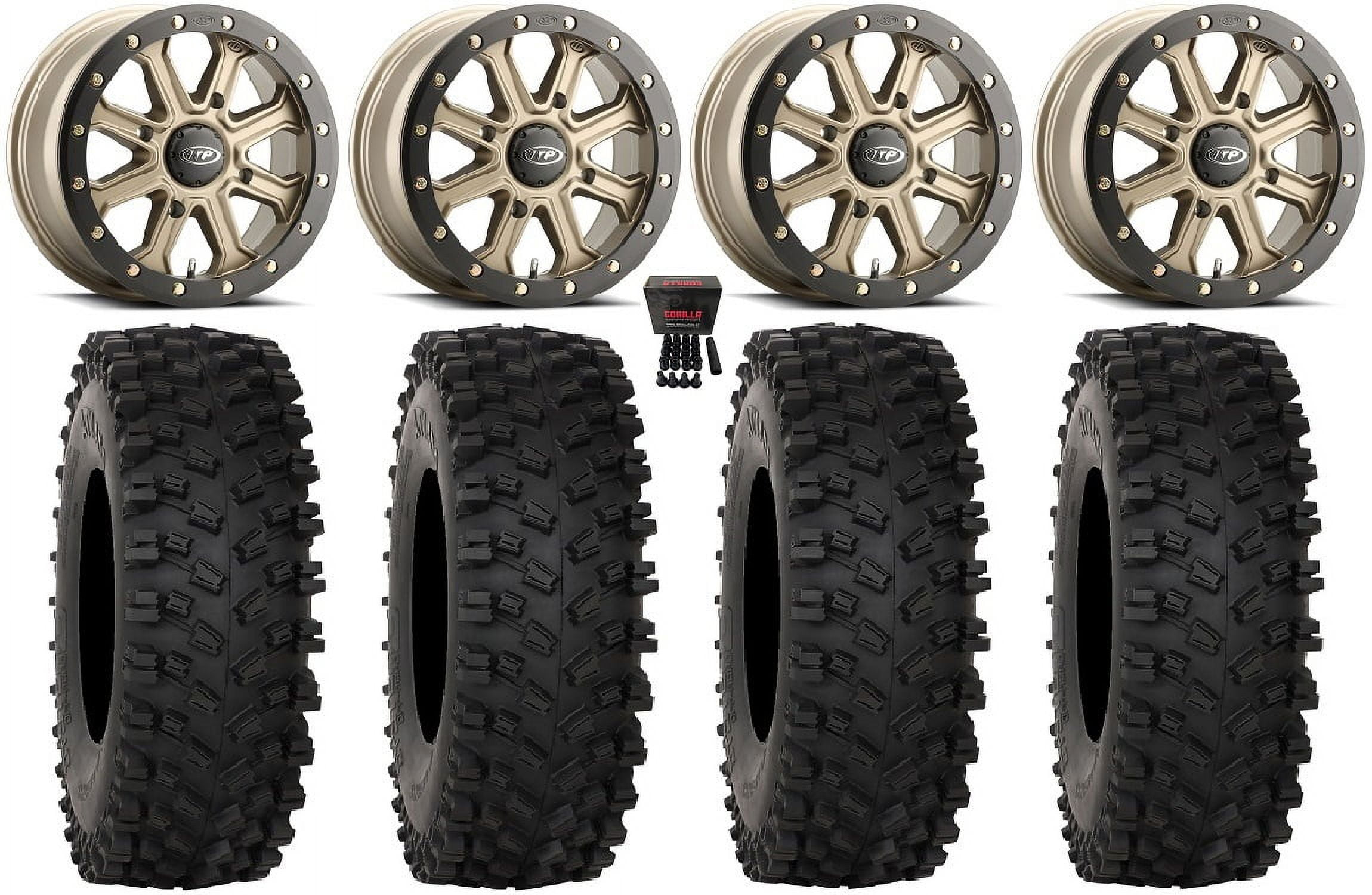 ITP Inertia Beadlock 15" Wheels Bronze +40mm 33" ATX470 Tires Can-Am ...