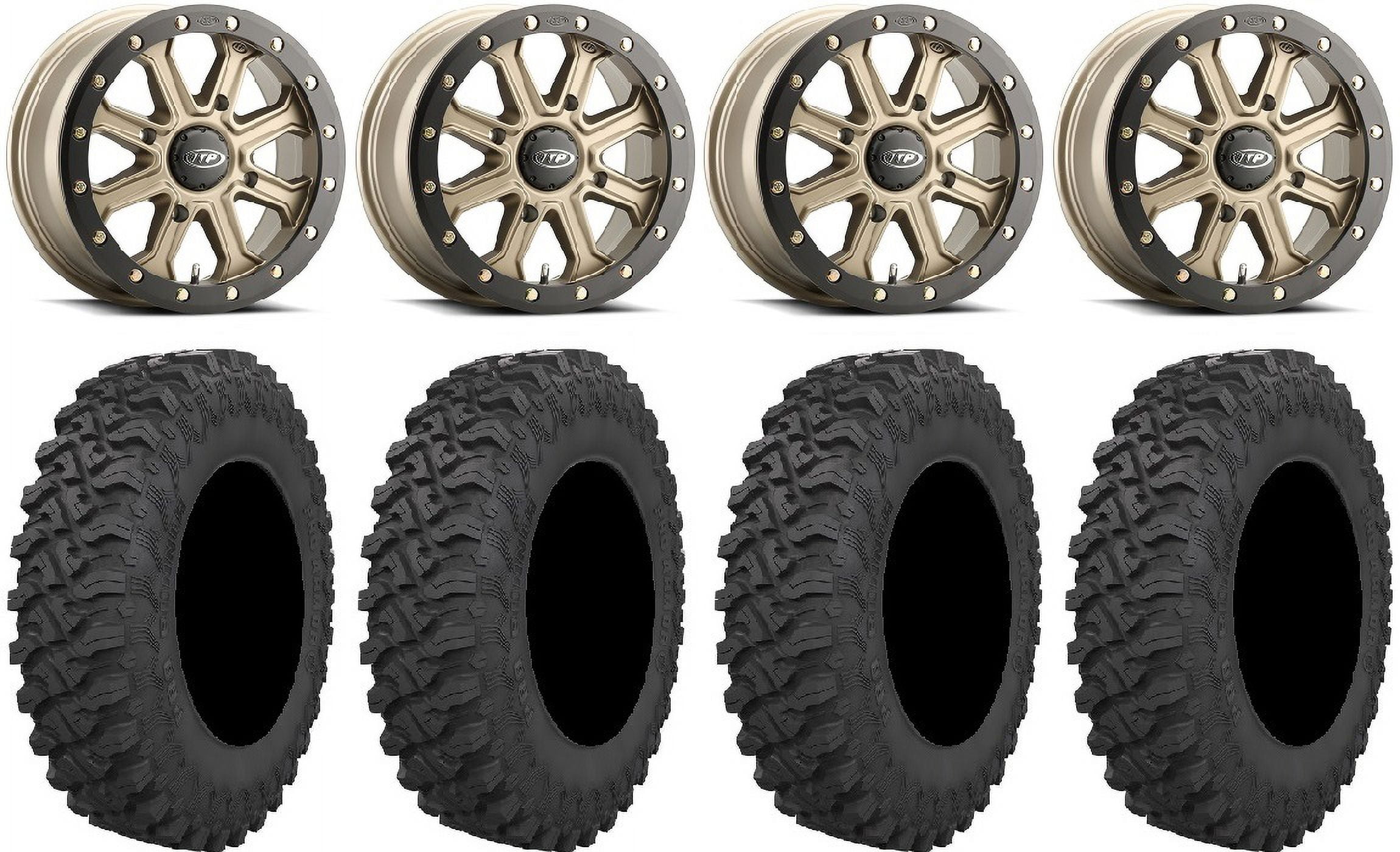 ITP Inertia Beadlock 15" Wheels Bronze +40mm 33" Pro Runner Tires Can ...