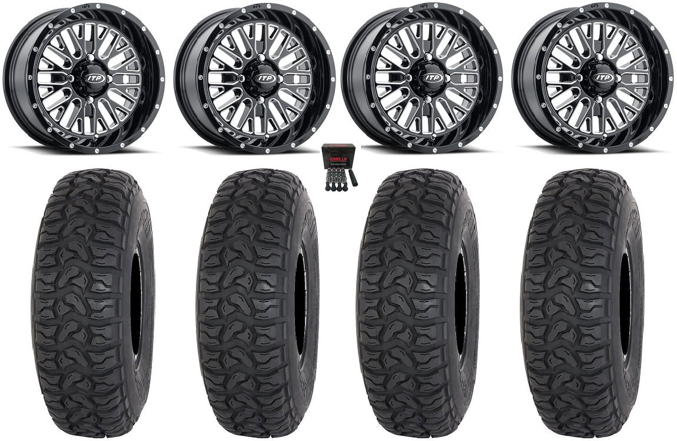 ITP Momentum 14" Wheels Milled 28" Chicane LT Tires Kawasaki Mule Pro ...