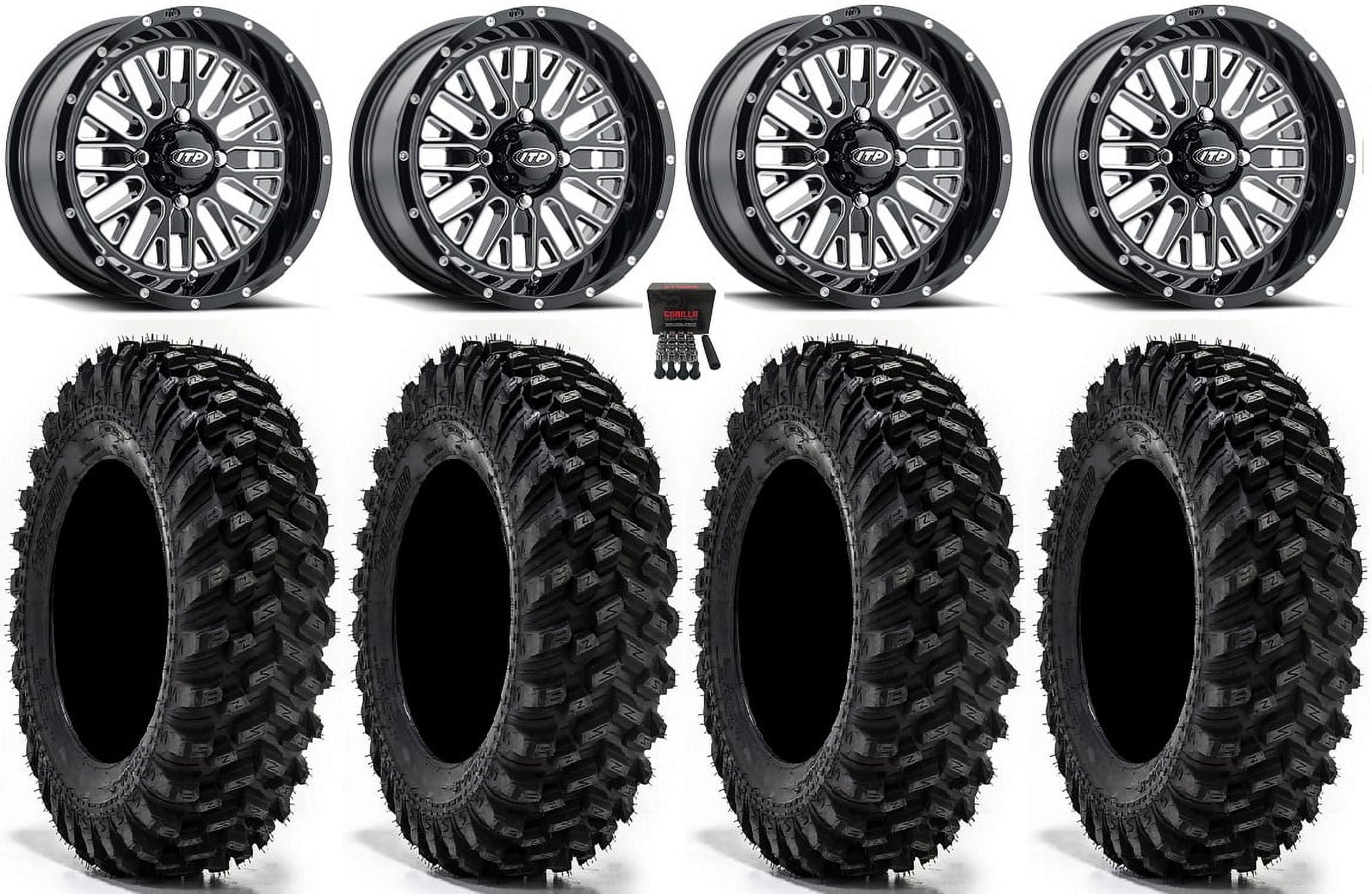 ITP Momentum 14" Wheels Milled 28" Warrior XT Tires Honda Rincon Yamaha ...
