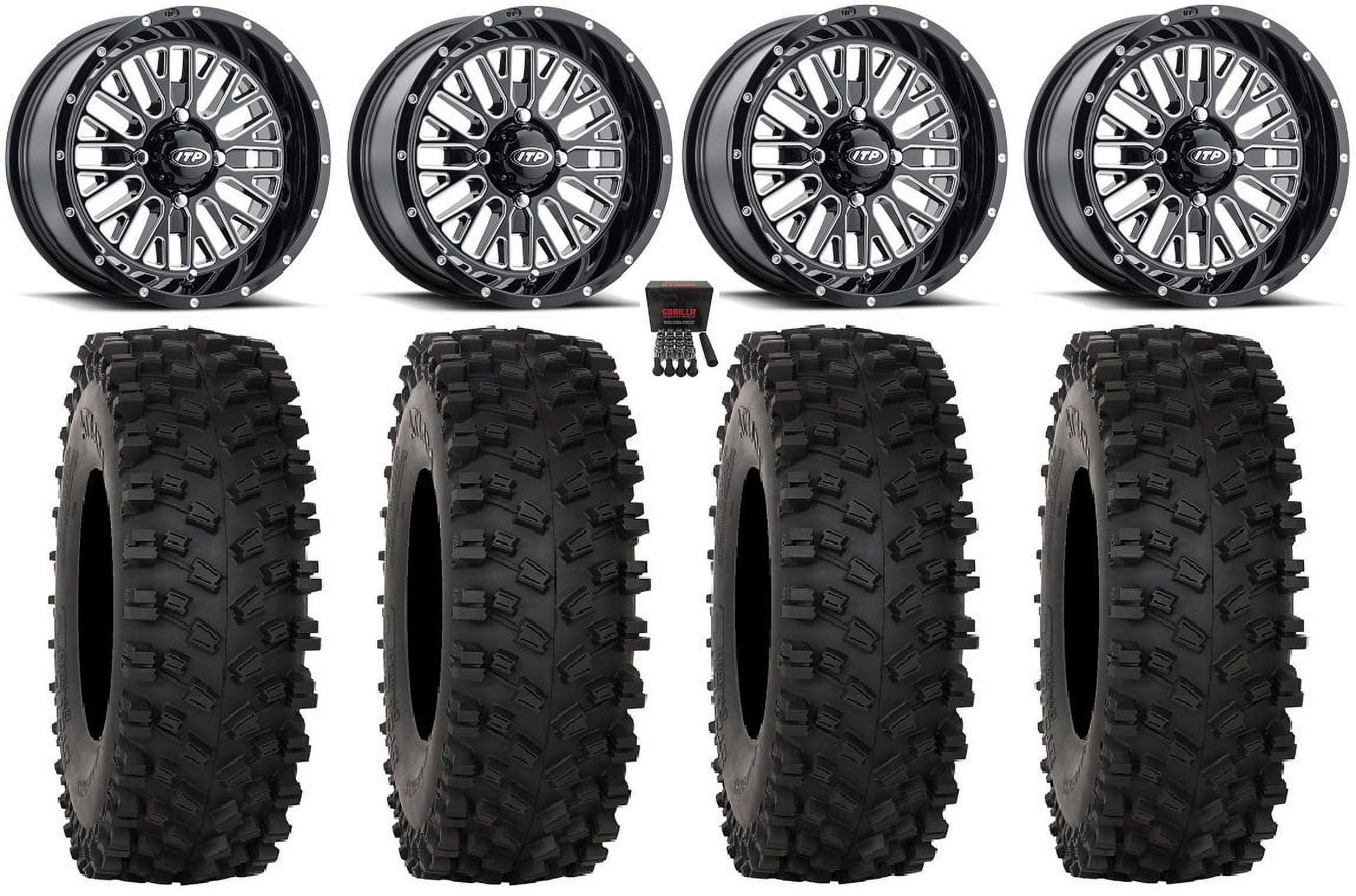 ITP Momentum 15" Wheels Milled 32" ATX470 Tires Yamaha Viking Wolverine ...