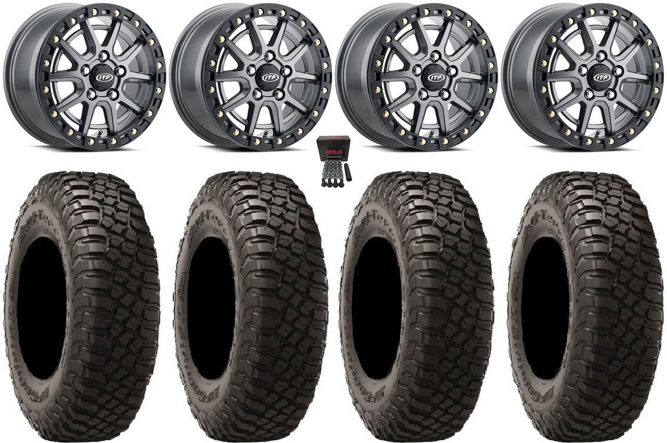 ITP SD10 Beadlock 15" Wheels Grey 32" BFG KM3 Tires Polaris RZR Turbo R & Pro R Ranger 1500 ...
