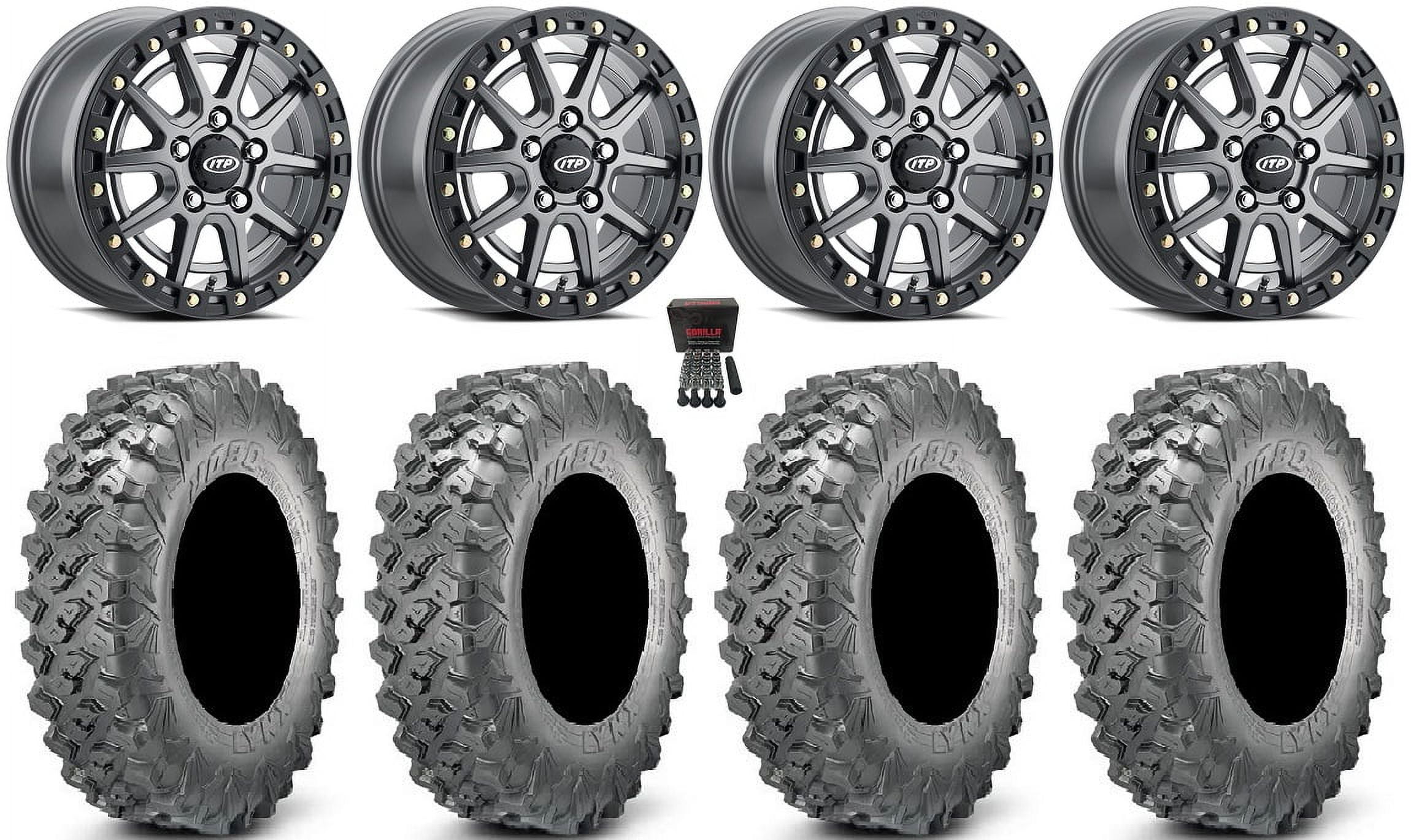ITP SD10 Beadlock 15" Wheels Grey 32" Lynx SXS Tires Polaris RZR Turbo ...