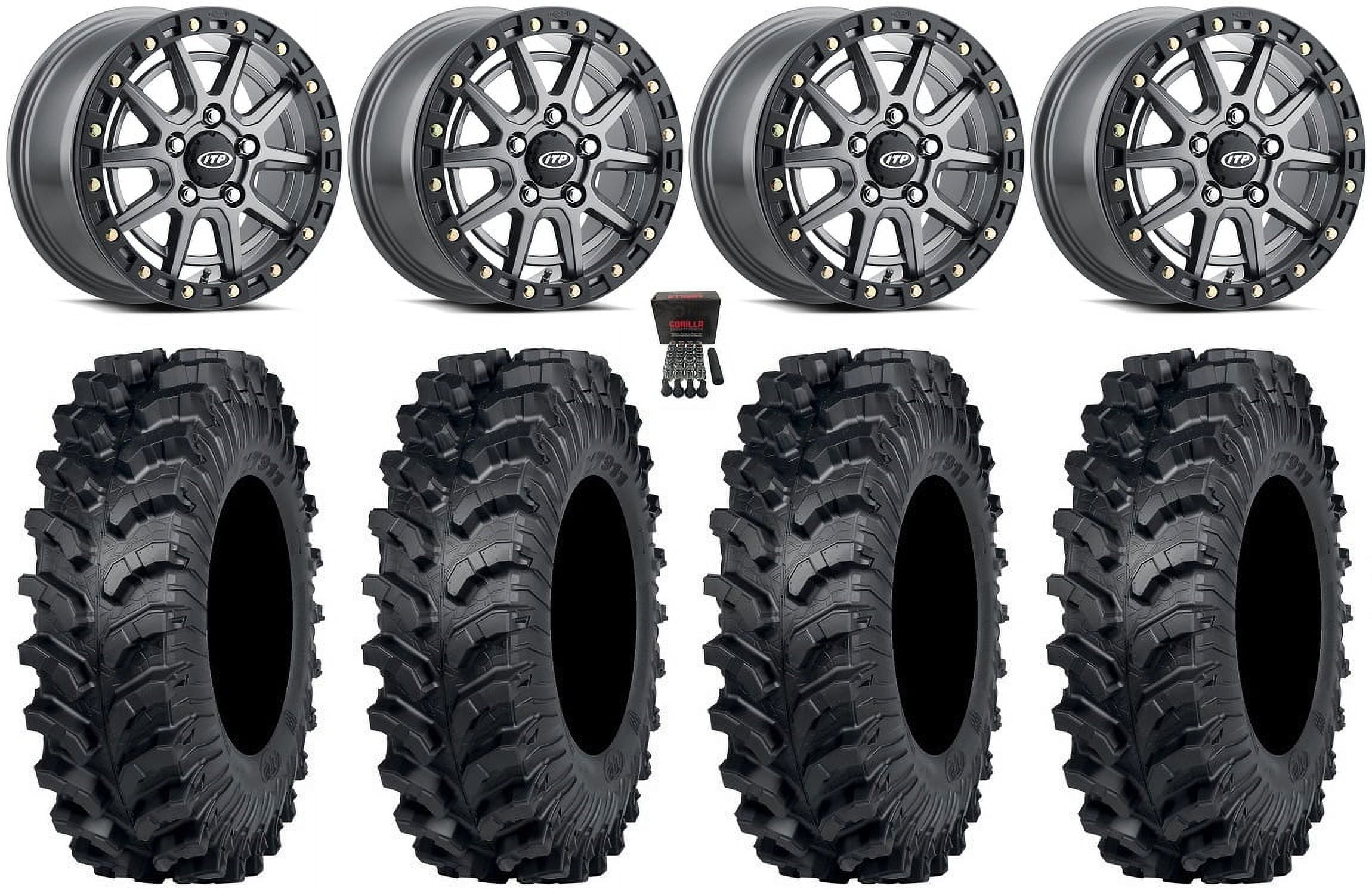 ITP SD10 Beadlock 15" Wheels Grey 32" MT911 Tires Polaris RZR Turbo R & Pro R Ranger 1500 ...