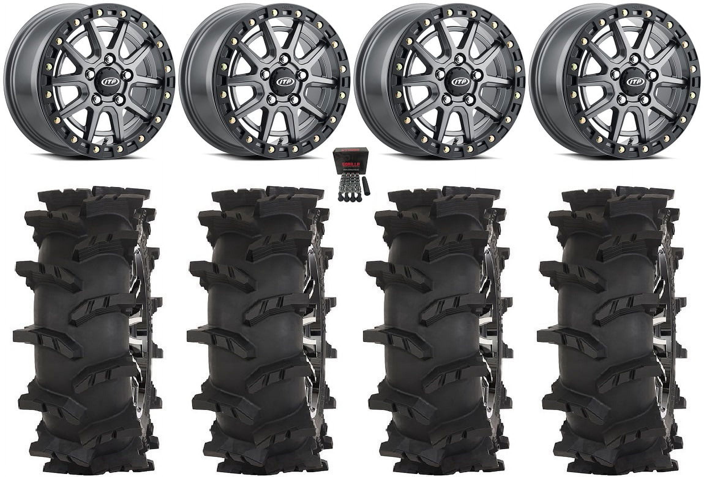 ITP SD10 Beadlock 15" Wheels Grey 32" Outlaw Max Tires Polaris RZR Turbo R & Pro R Ranger 1500 ...