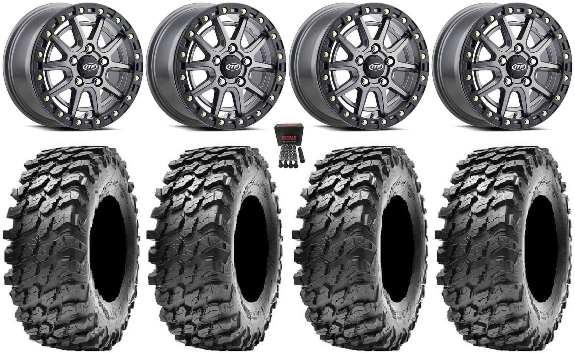 ITP SD10 Beadlock 15" Wheels Grey 32" Rampage Tires Polaris RZR Turbo R ...
