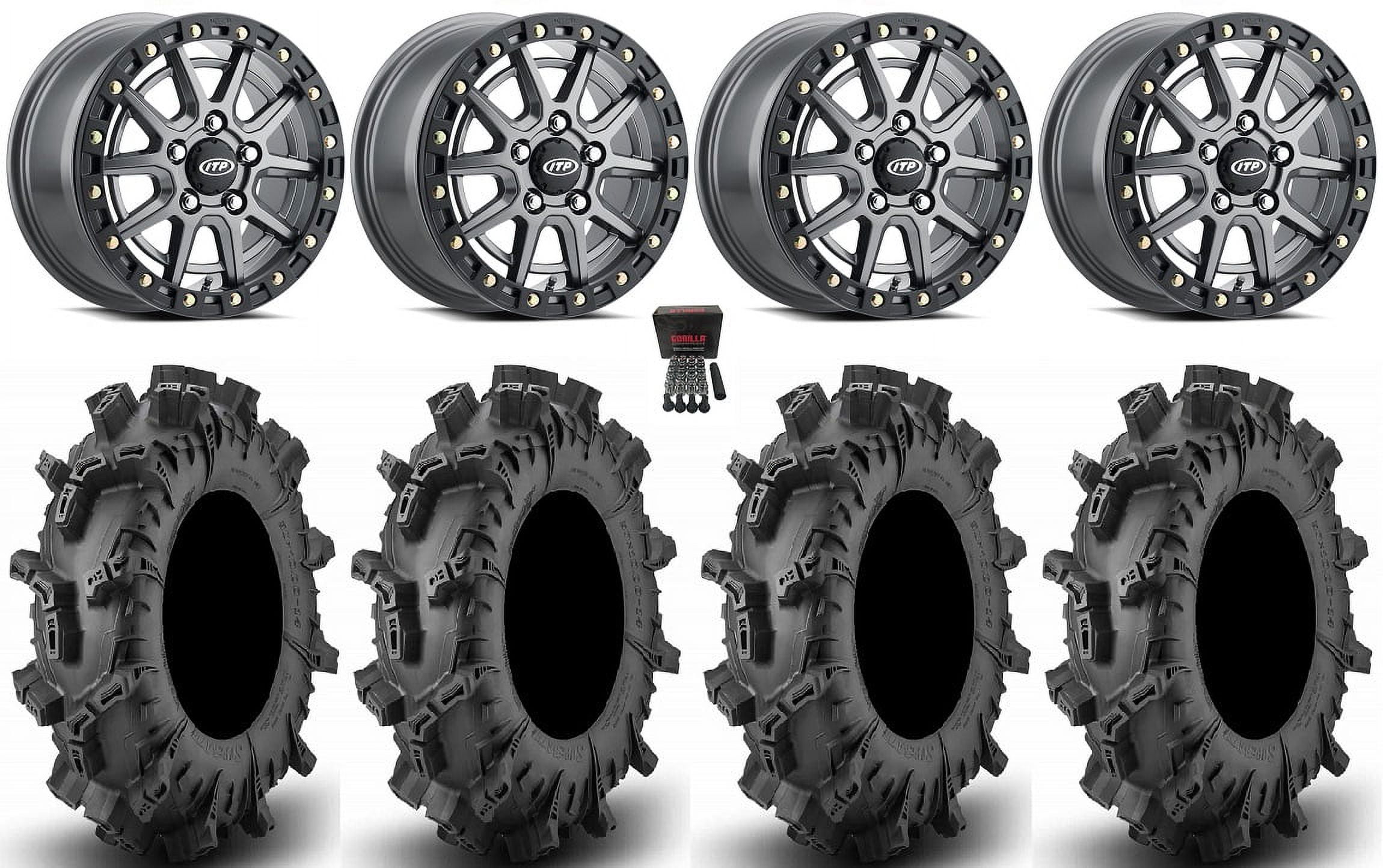 ITP SD10 Beadlock 15" Wheels Grey 32" Terminator Max Tires Polaris RZR Turbo R & Pro R Ranger ...