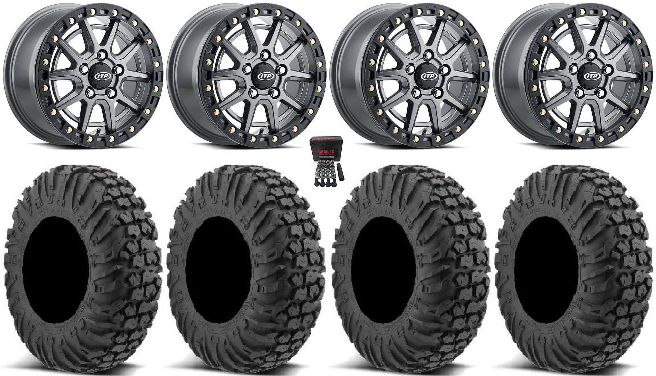 ITP SD10 Beadlock 15" Wheels Grey 34" MotoVator Tires Polaris RZR Turbo ...