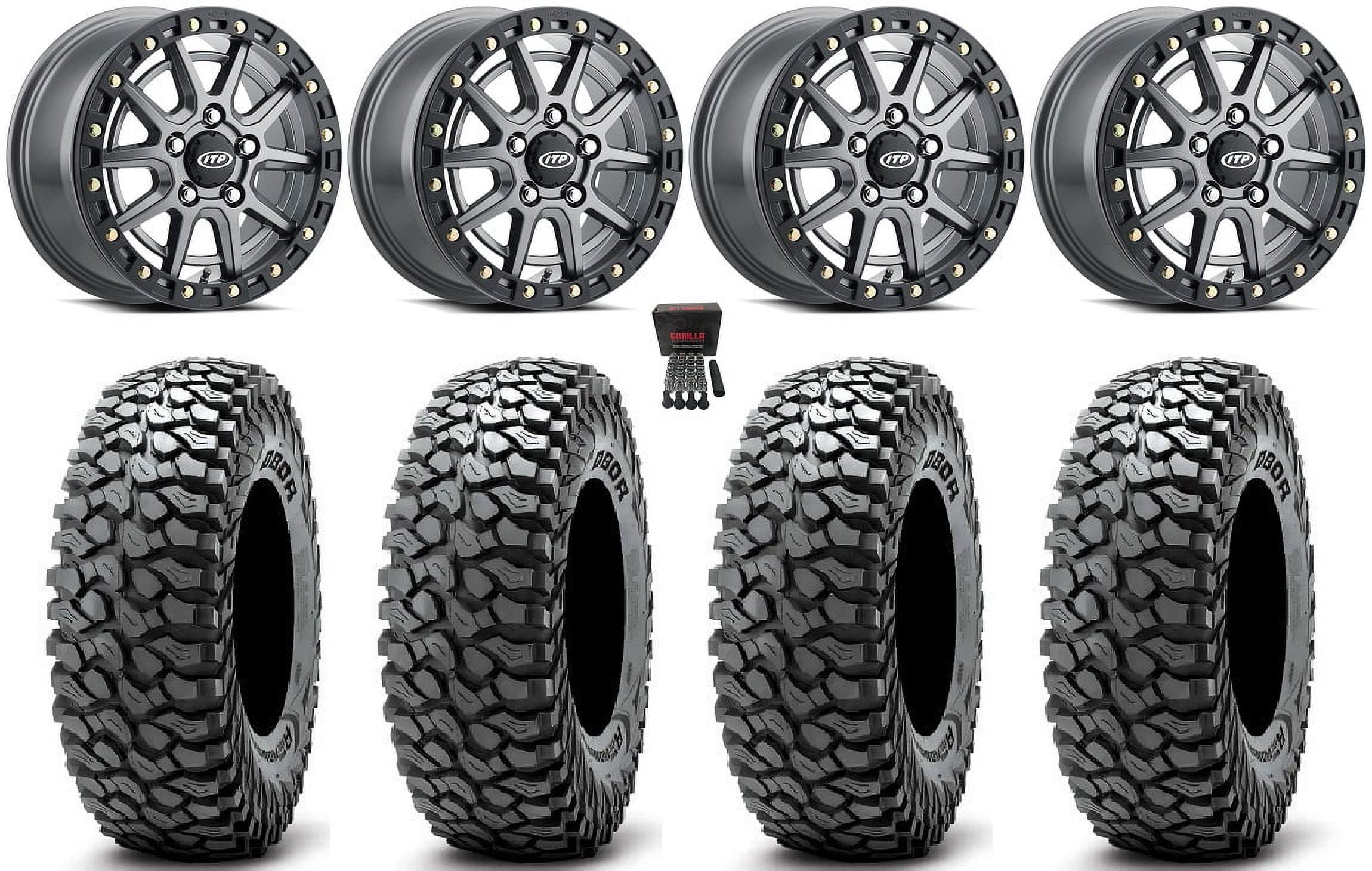 ITP SD10 Beadlock 15" Wheels Grey 35" RocScraper Tires Polaris RZR Turbo R & Pro R Ranger 1500 ...