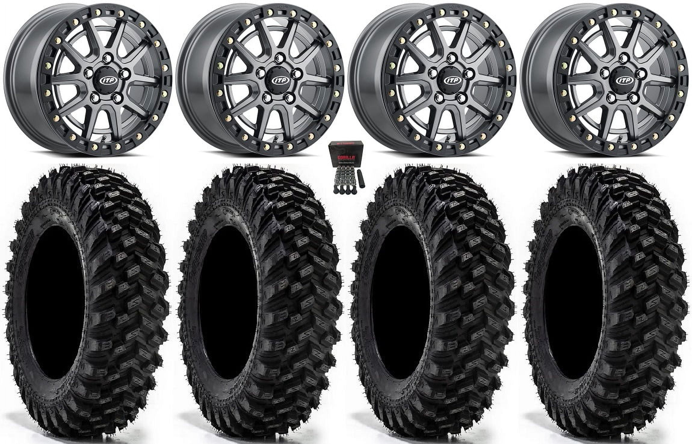 ITP SD10 Beadlock 15" Wheels Grey 35" Warrior XT Tires Polaris RZR Turbo R & Pro R Ranger 1500 ...