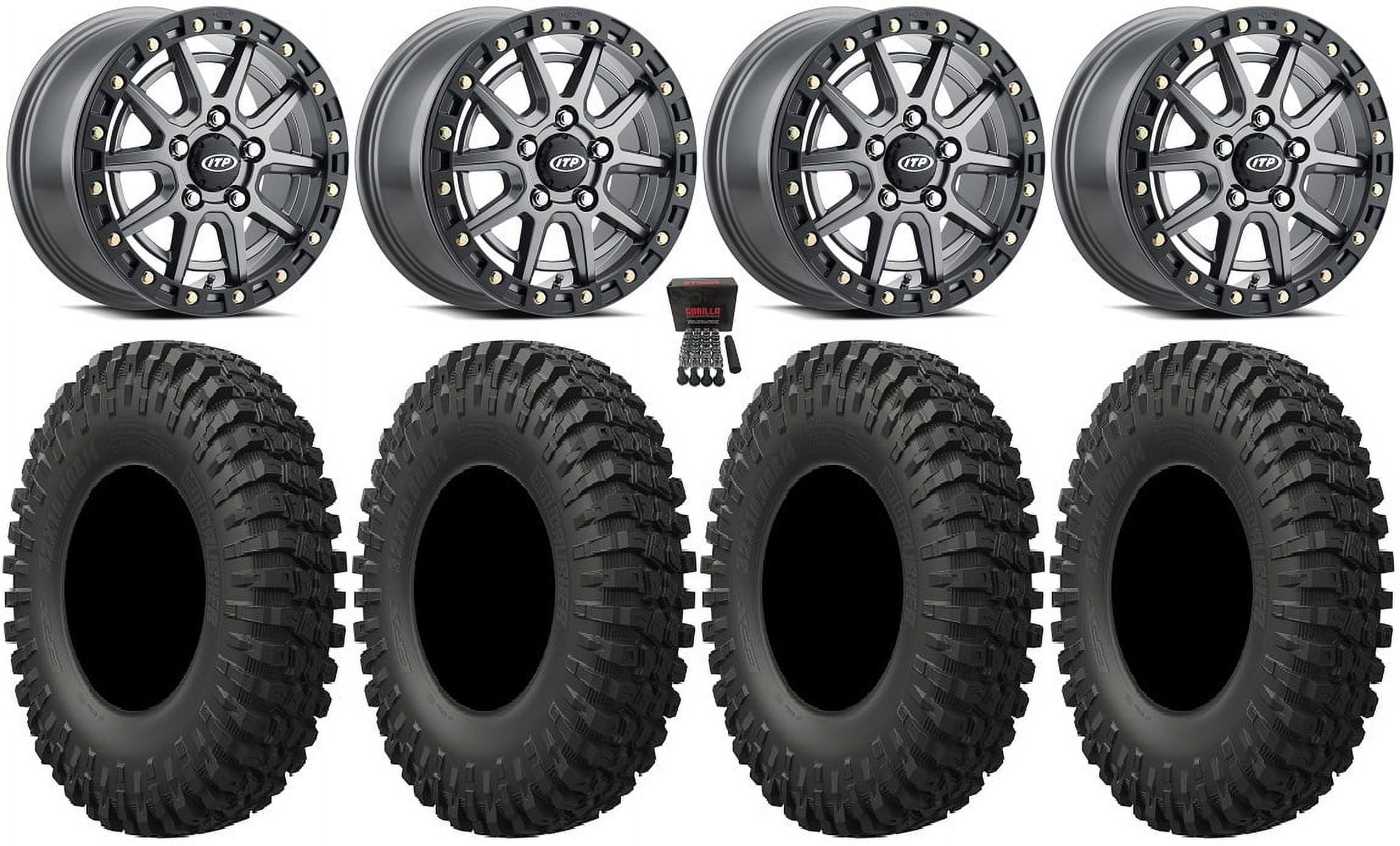 ITP SD10 Beadlock 15" Wheels Grey 37" MotoCrusher Tires Polaris RZR ...