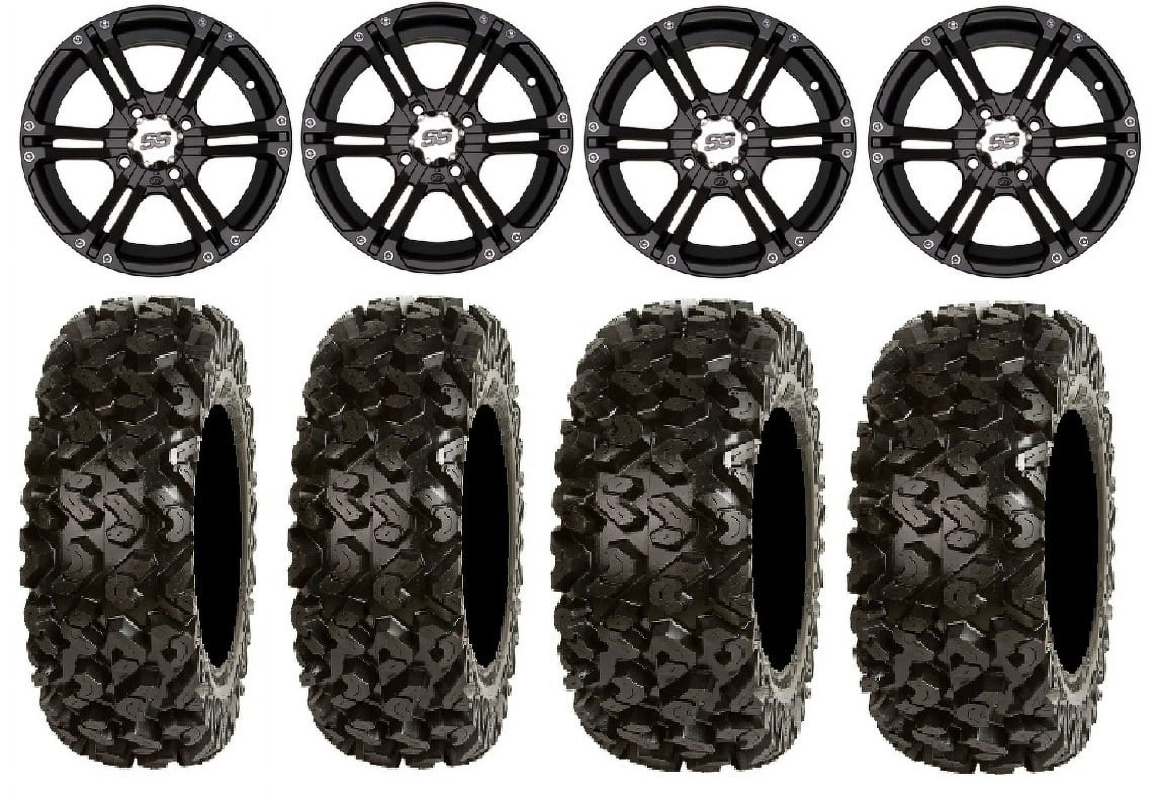 ITP SS212 14" Wheels Black 26" Rip Saw Tires Yamaha Viking Wolverine ...