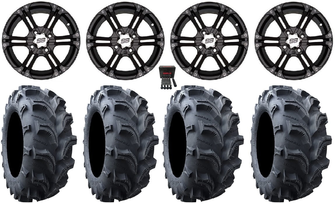 ITP SS212 14" Wheels Black 27" Vampire II Tires Honda Rincon Yamaha Rhino Kawasaki Brute Force ...