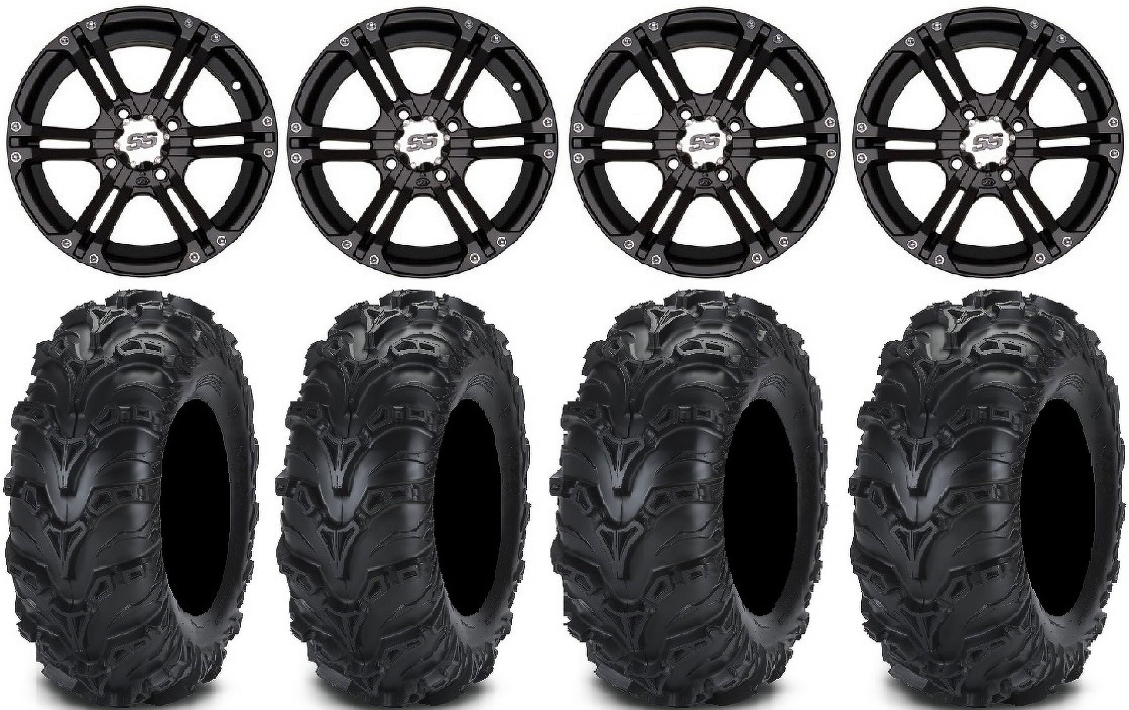 ITP SS212 14" Wheels Black 28" Mud Lite II Tires Yamaha Viking ...