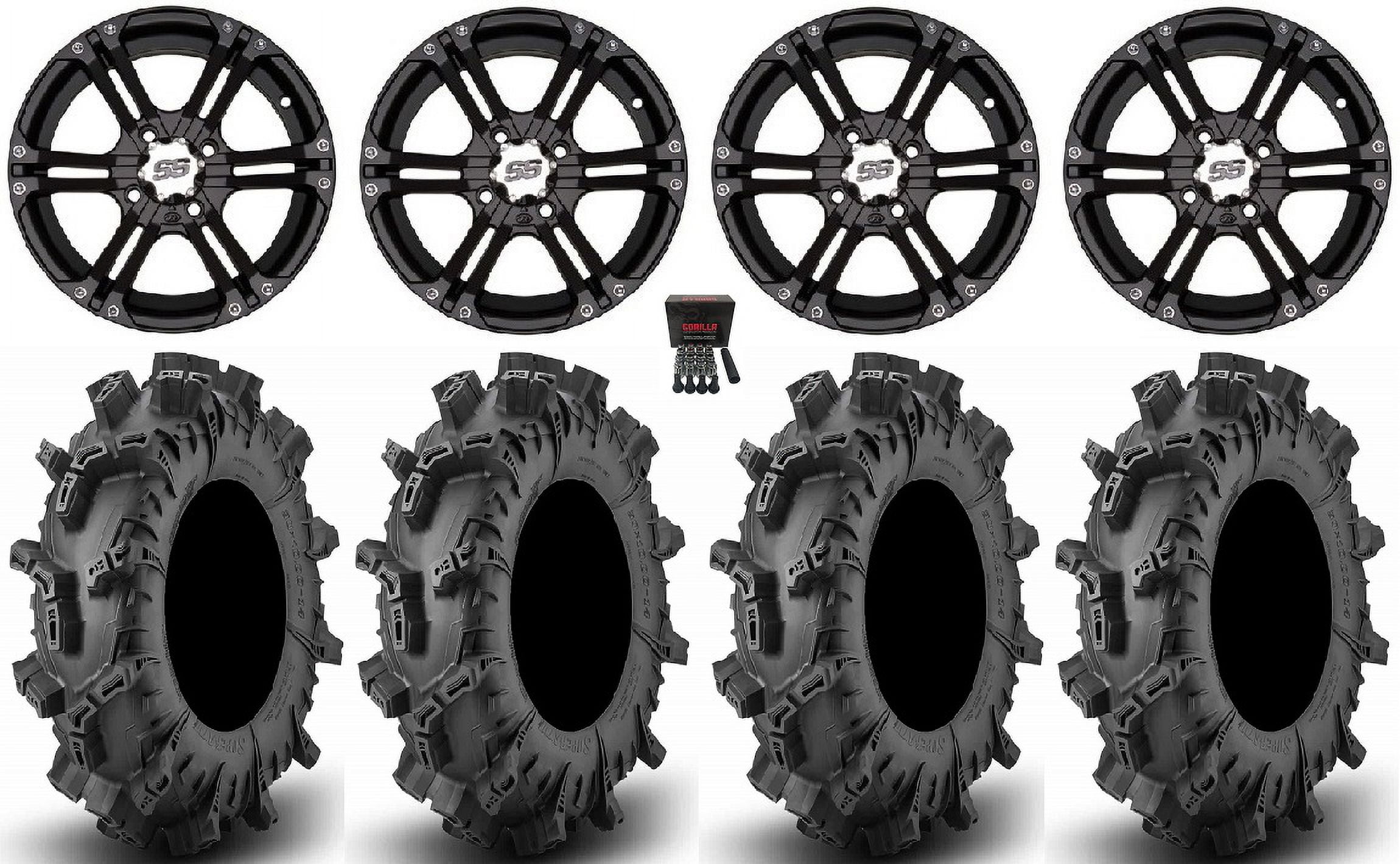 ITP SS212 14" Wheels Black 28" Terminator Max Tires Honda Rincon Yamaha ...