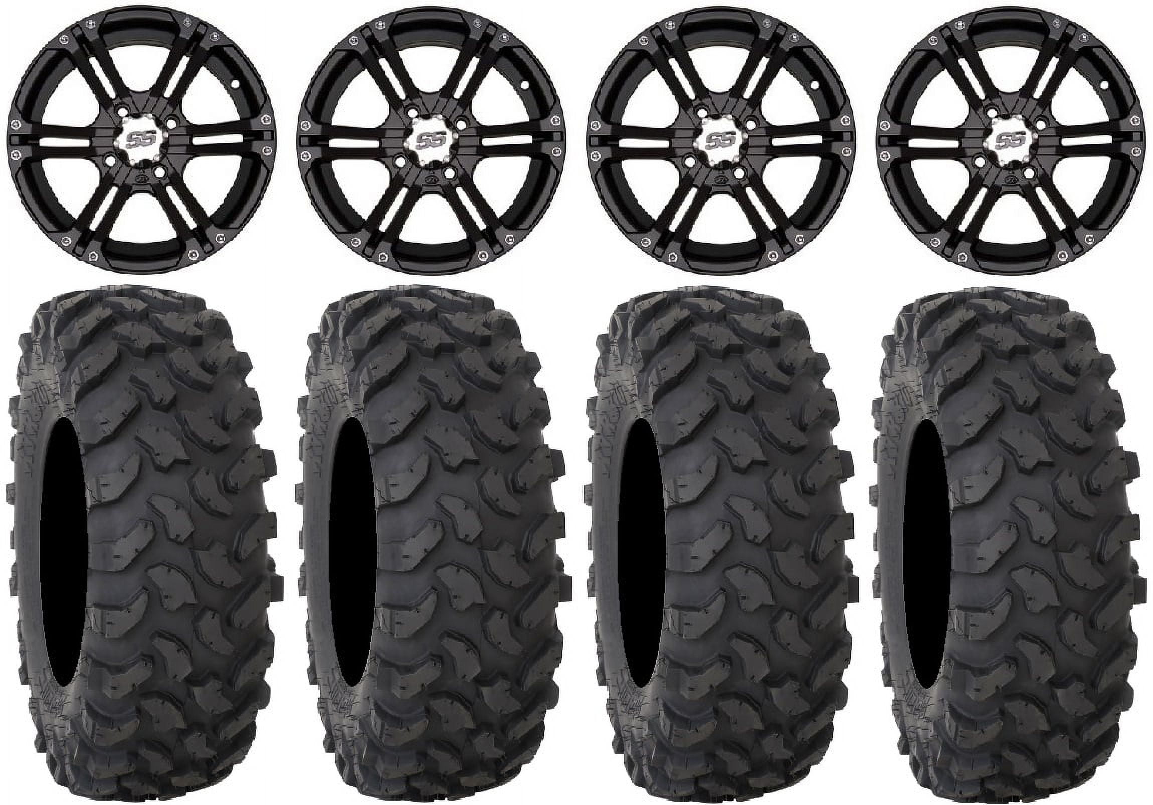 ITP SS212 14" Wheels Black 28" XTR370 Tires Yamaha Viking Wolverine ...