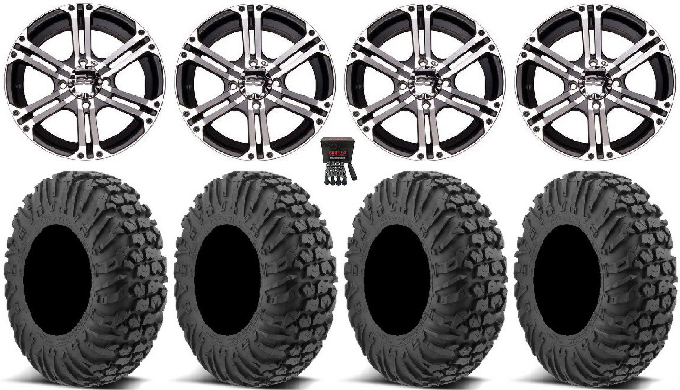 ITP SS212 14" Wheels Machined 27" MotoVator Tires Yamaha Viking Wolverine YXZ1000R CFMoto ZForce ...