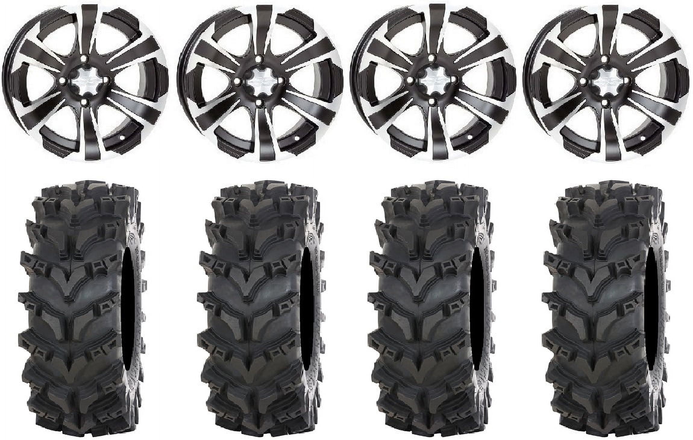 ITP SS312 12" Wheels Black 27" Out&Back Max Tires Honda Rincon Yamaha ...