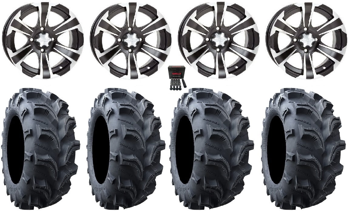 ITP SS312 14" Wheels Black 27" Vampire II Tires Honda Rincon Yamaha ...