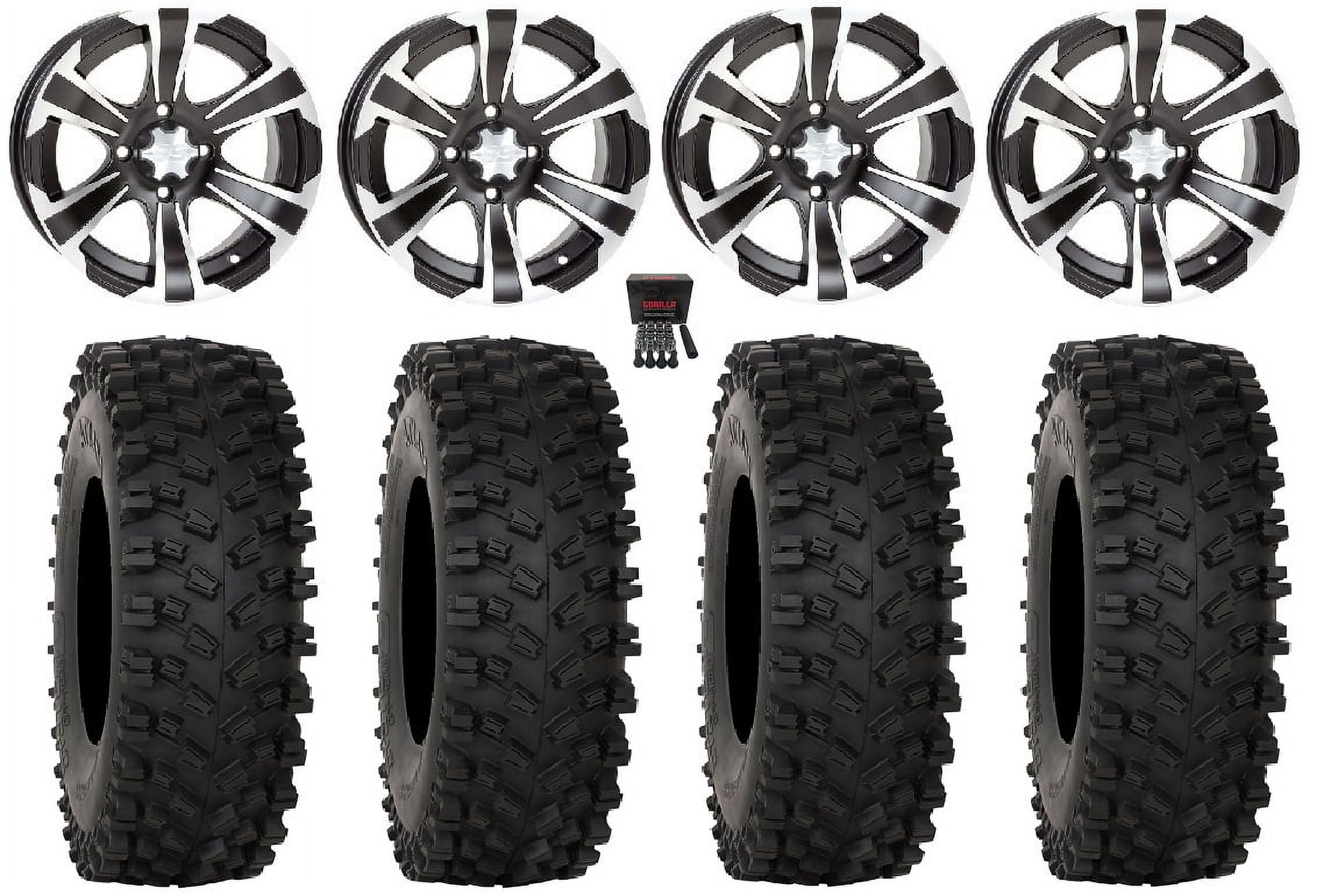 ITP SS312 14" Wheels Black 28" ATX470 Tires Honda Foreman Rancher SRA ...