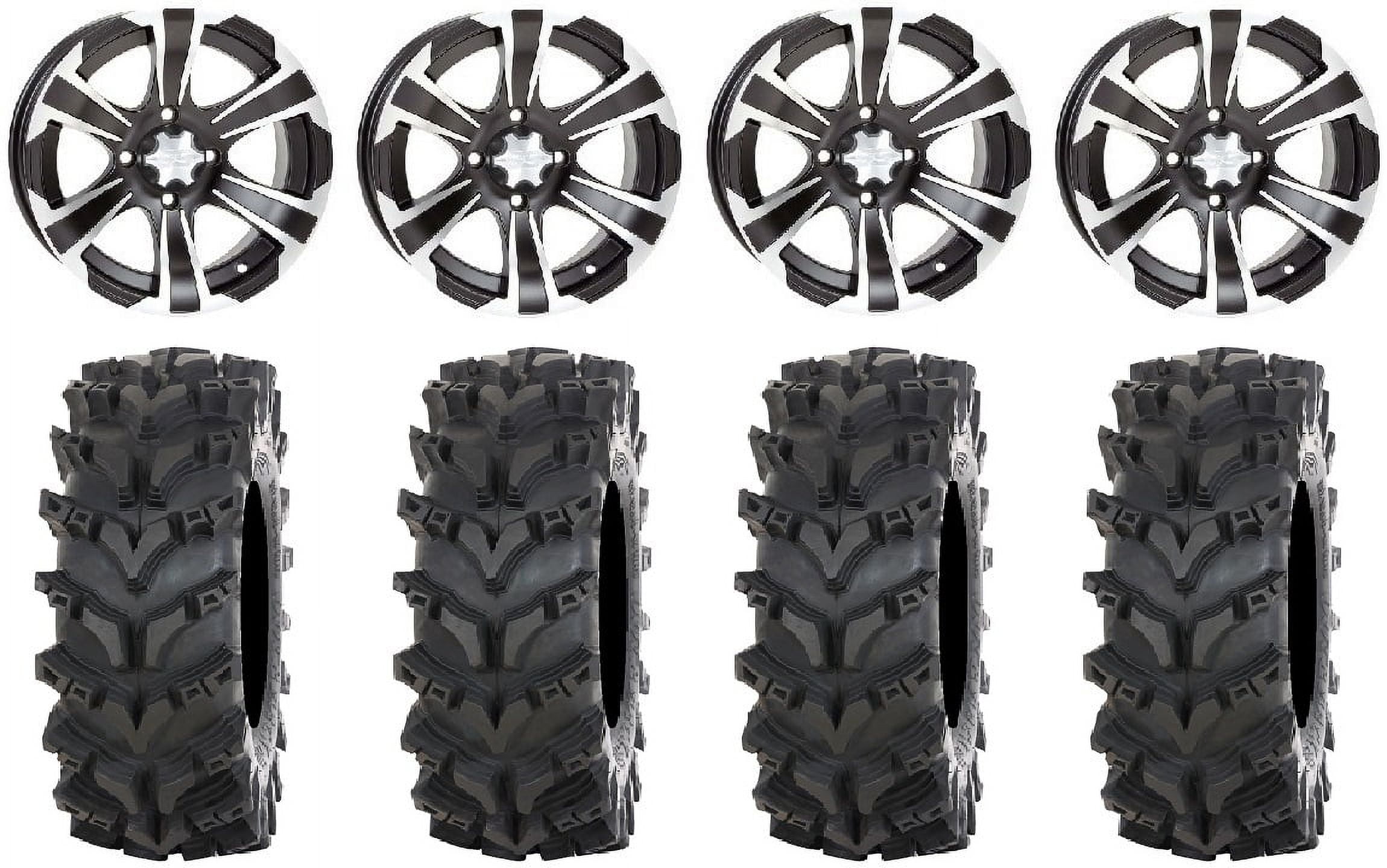 ITP SS312 14" Wheels Black 30" Out&Back Max Tires Honda Rincon Yamaha ...