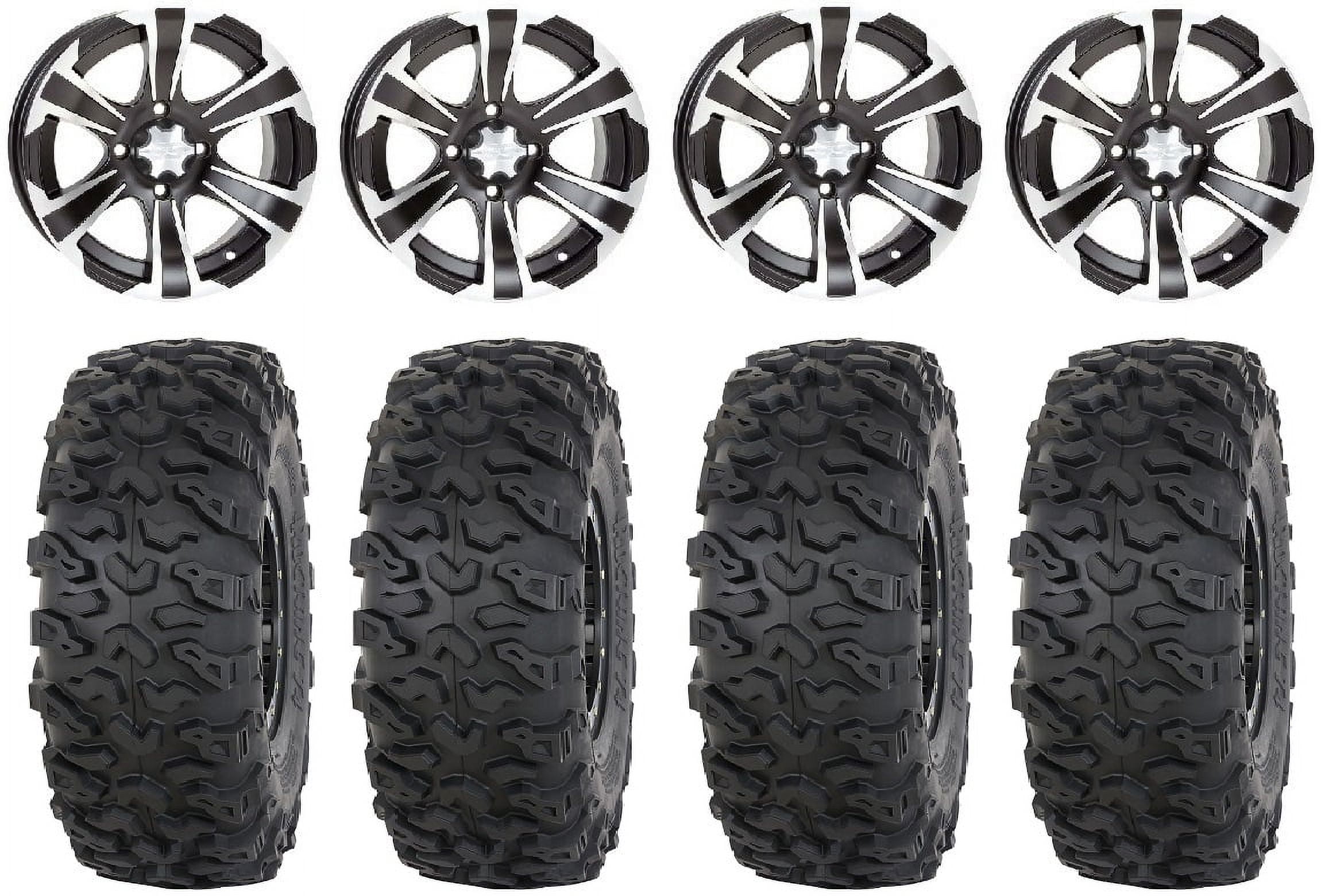 ITP SS312 14" Wheels Black 30" Roctane T4 Tires Yamaha Viking Wolverine ...