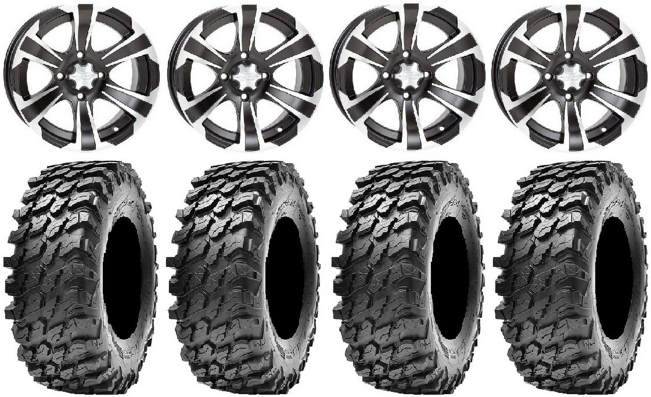 ITP SS312 14" Wheels Black 32" Rampage Tires Yamaha Viking Wolverine ...