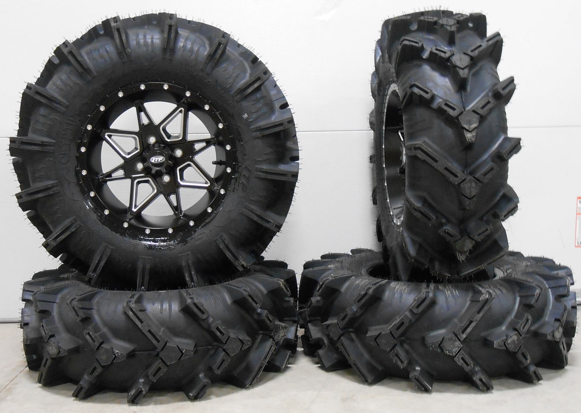 ITP Tornado 14" Wheels Black 30" Cryptid Tires Yamaha Viking Wolverine ...