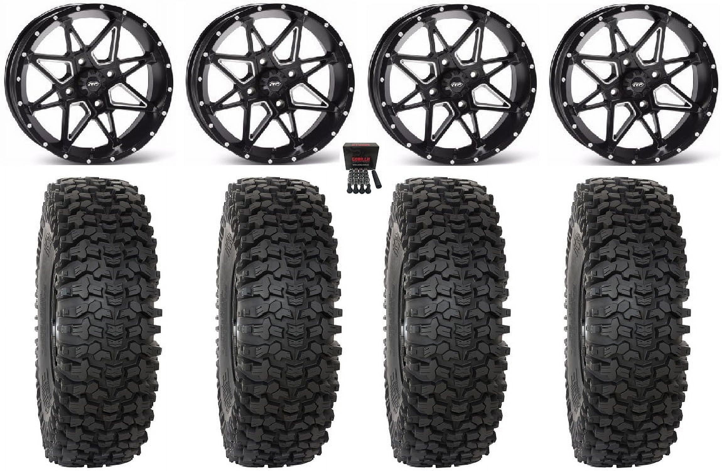 ITP Tornado 14" Wheels Black 30" RC500 Tires Yamaha Viking Wolverine ...