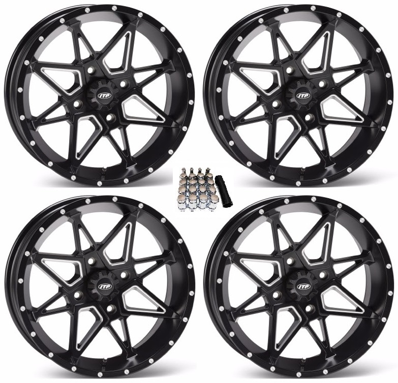 ITP Tornado UTV Wheels/Rims Milled/Black 14" Kawasaki Teryx Mule ...