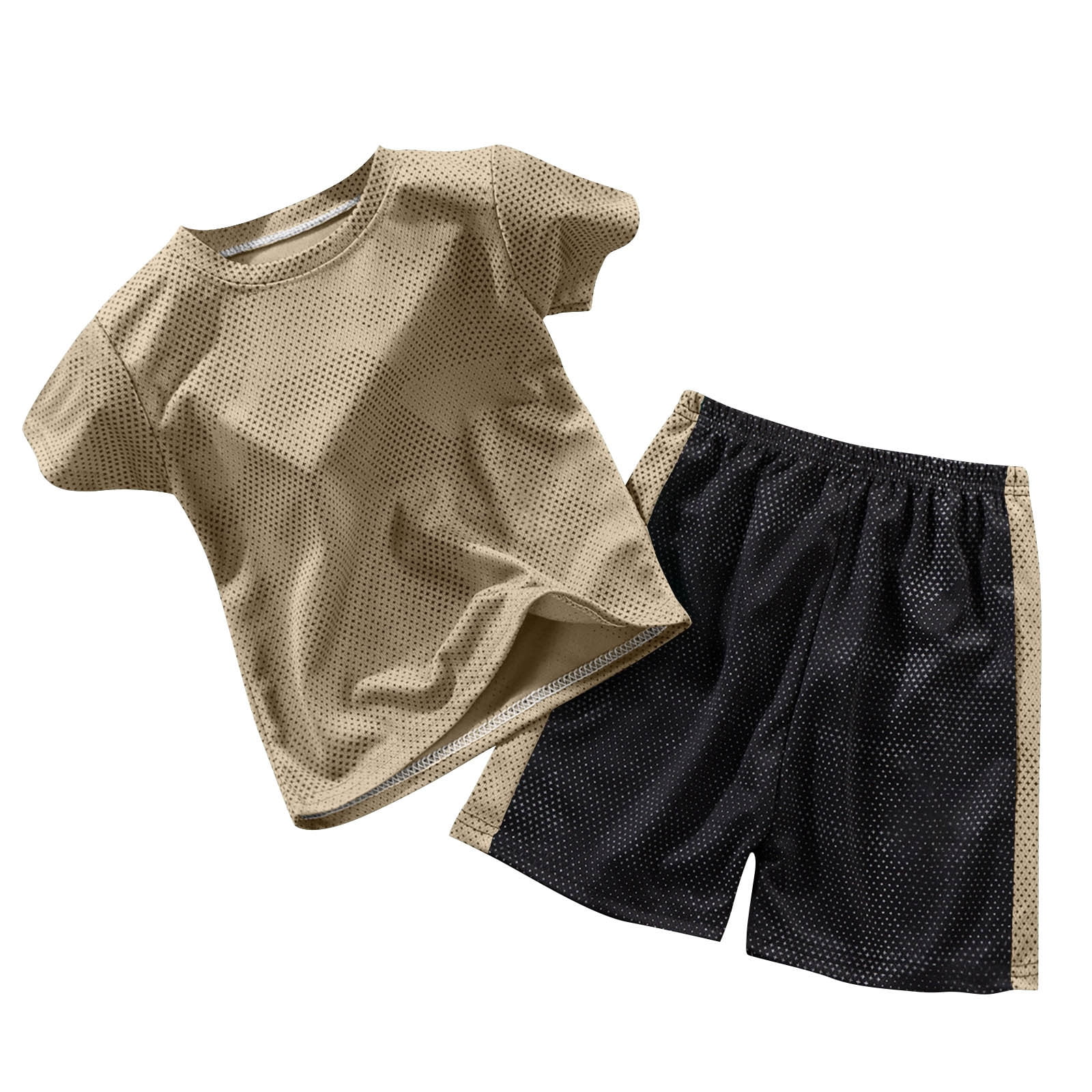 ITSAME Boys Athletic Outfits Mesh Breathable Crewneck T-Shirt & Shorts ...