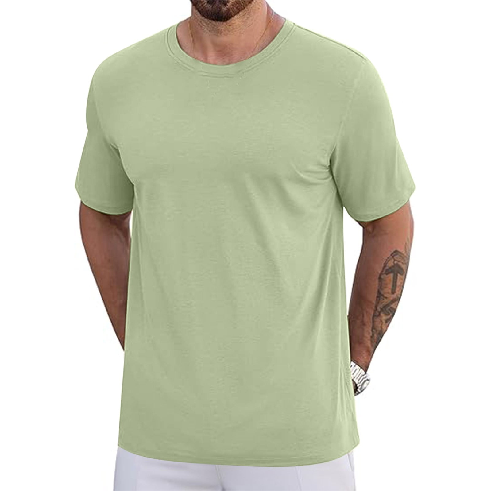 ITSAME Mens and Big Mens Tee, Solid Color Cotton Loose Fit Short Sleeve ...