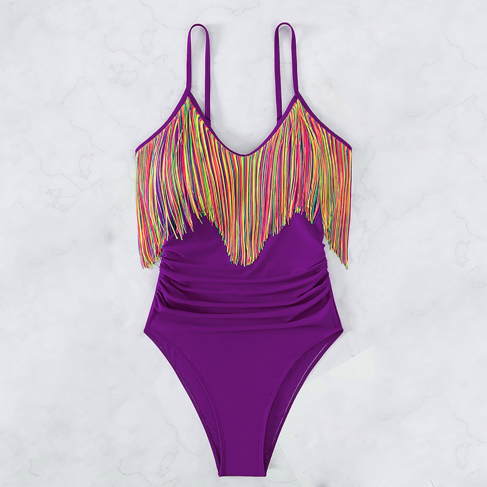 Itsame Womens One Piece Swimsuit Suspender Bikini Fashion Tassel Scoop