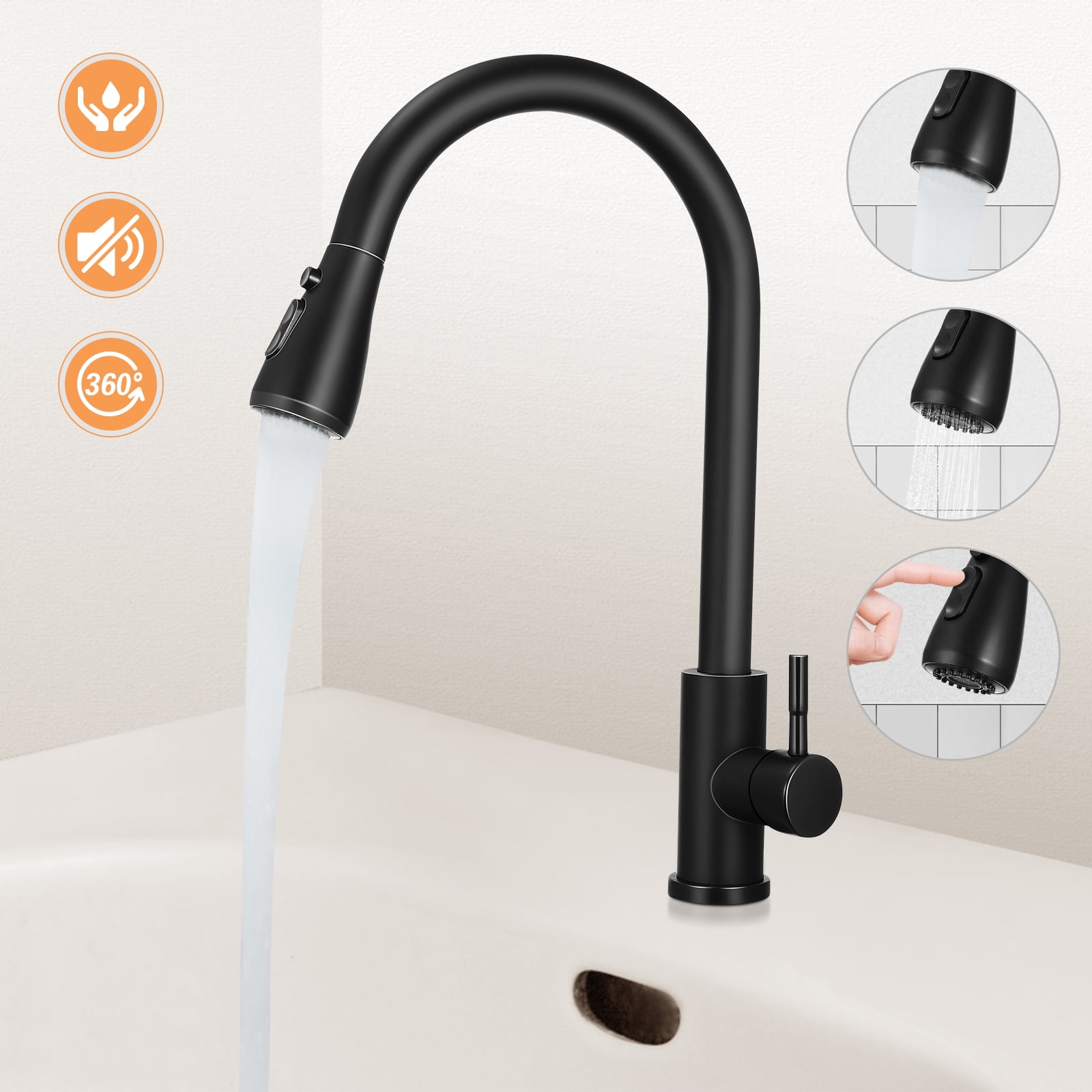 ITSELFER 1 Set Kitchen Tap with Pull-out Spray Kitchen Mixer Tap 360 ...