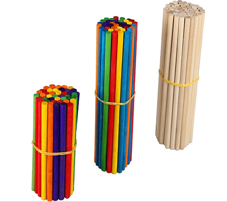 ITSELFER 100pcs Diy Supplies Solid Craft Sticks Solid Craft Wood Rods ...