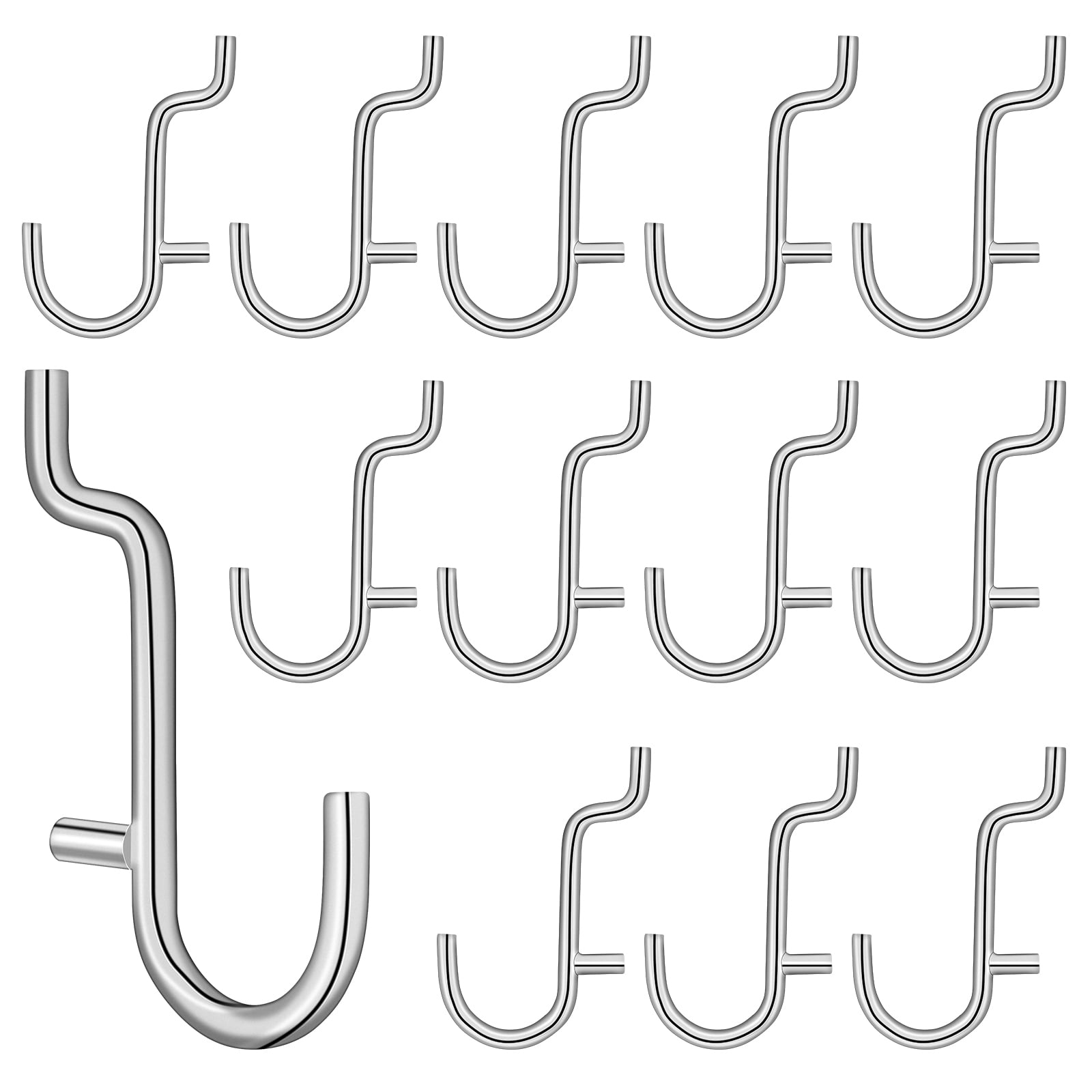 10pcs Stainless Steel Pegboard Hooks for Home Use Silver Versatile ...