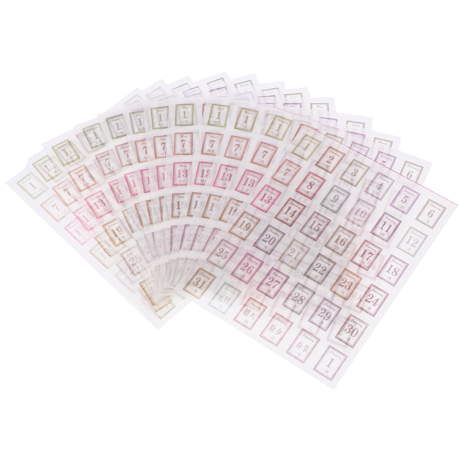 ITSELFER 12 Sheets of Scrapbook Daily Calendar Stickers Planner ...