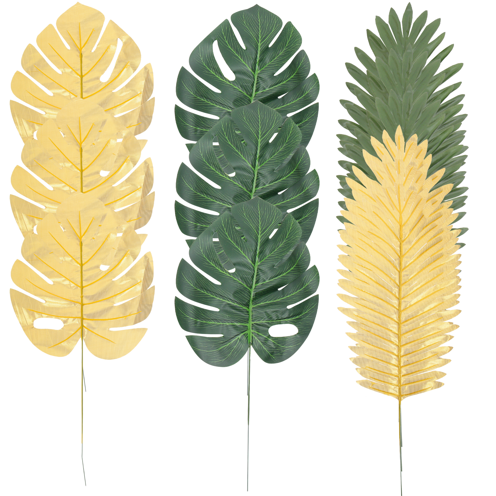 ITSELFER 12Pcs Fake Leaves Artificial Monstera Coconut Leaf Tropical ...