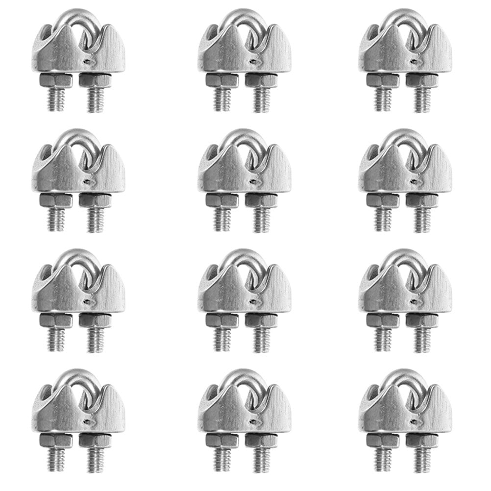 ITSELFER 12pcs Steel Wire Rope Cable Clip Stainless Steel U Type Wire ...