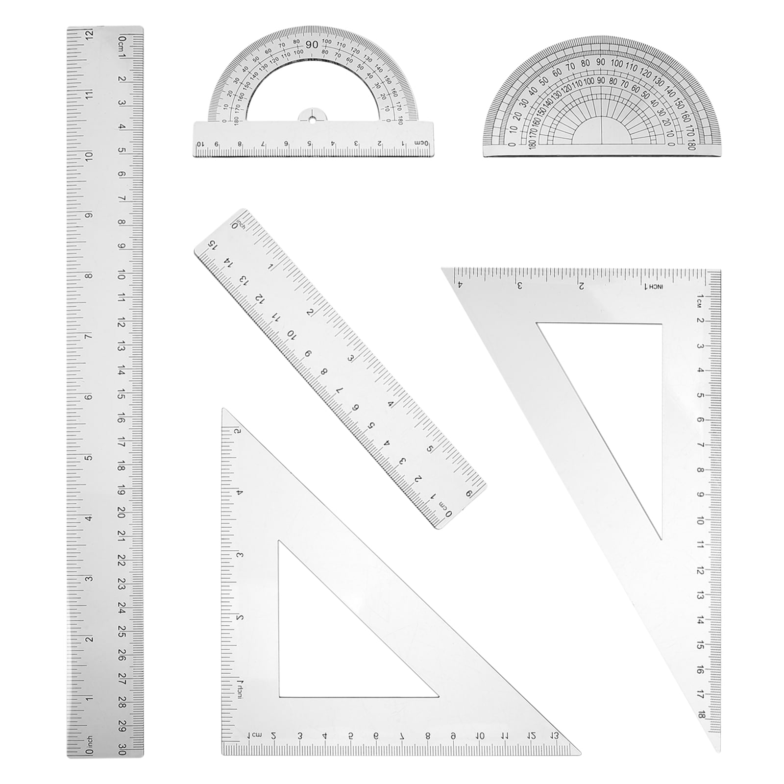 ITSELFER 2 Sets of Geometry Ruler Set Protractor Student Drafting Ruler ...