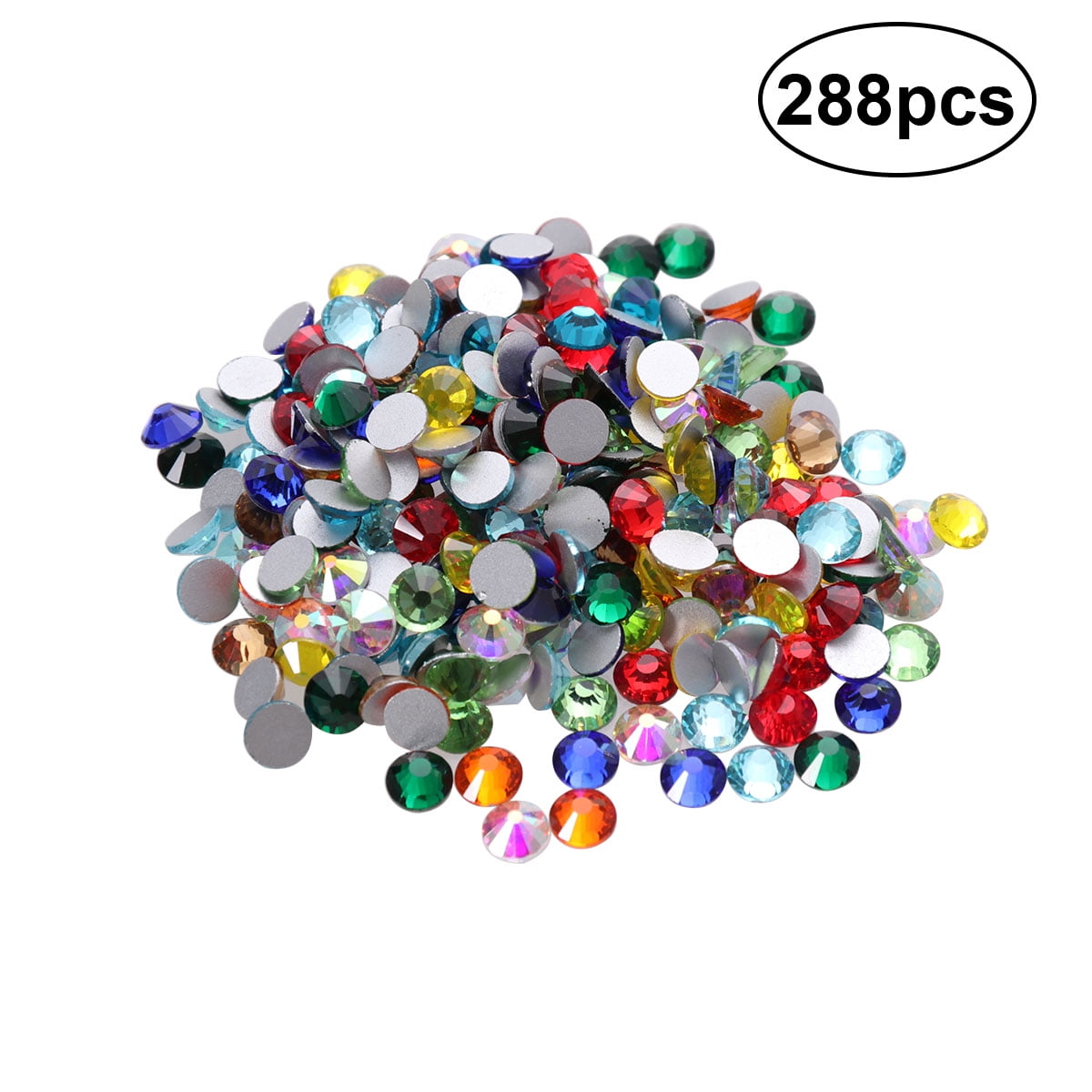 ITSELFER 288pcs Half Artificial Crystal Glass Beads Flat Back Crystals ...