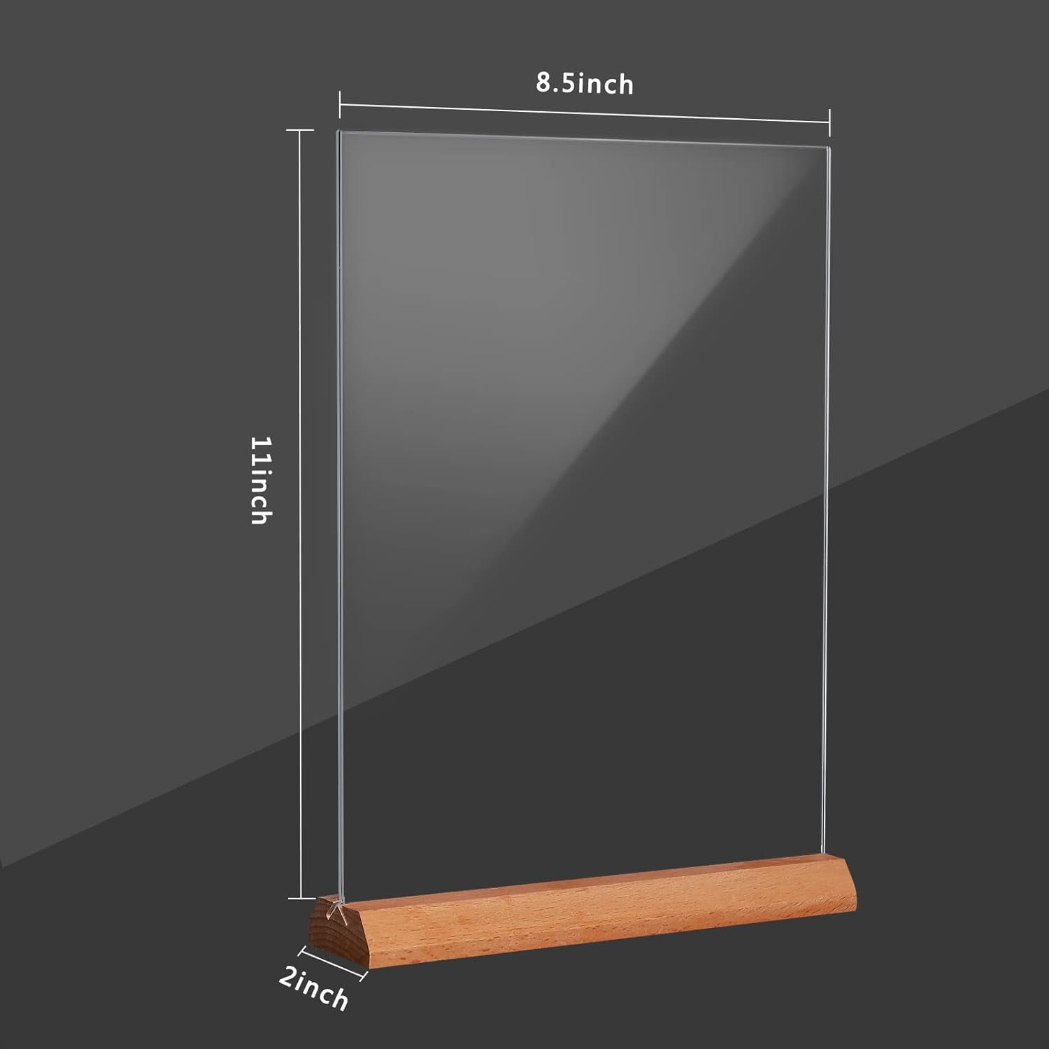 ITSELFER 2pcs Acrylic Sign Holder with Wood Base Clear Acrylic Menu ...